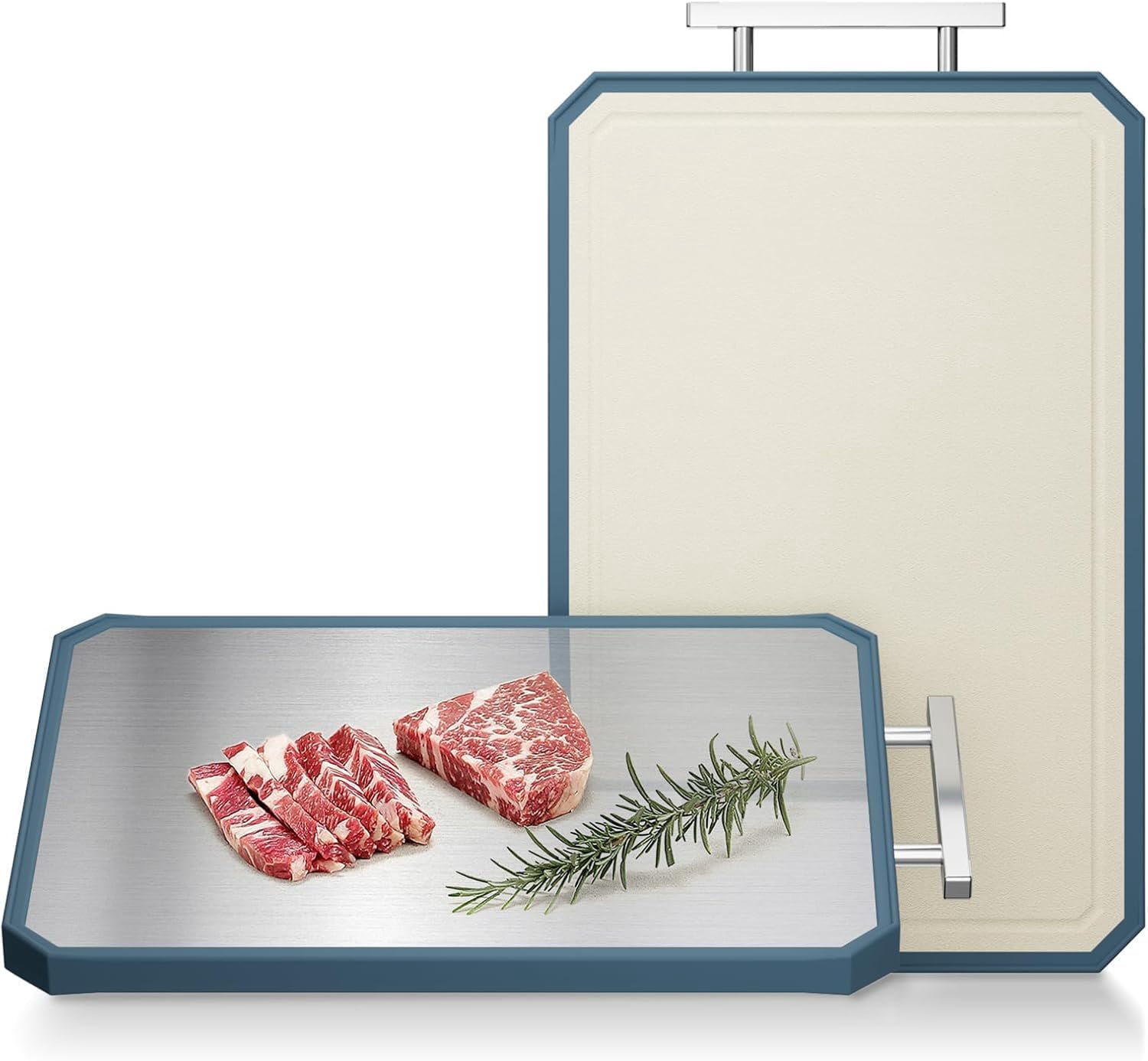 Double Sided Meat Cutting Board,Stainless Steel/Wheat straw pp Cutting ...