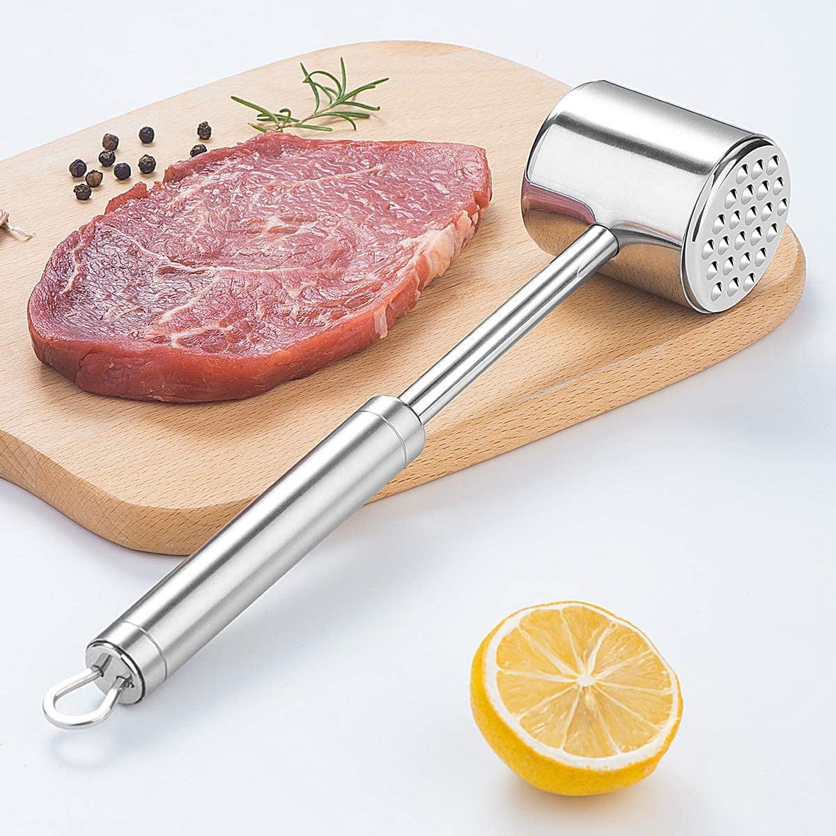 Double-Sided Meat Tenderizer Mallet Stainless Steel, Kitchen Meat ...