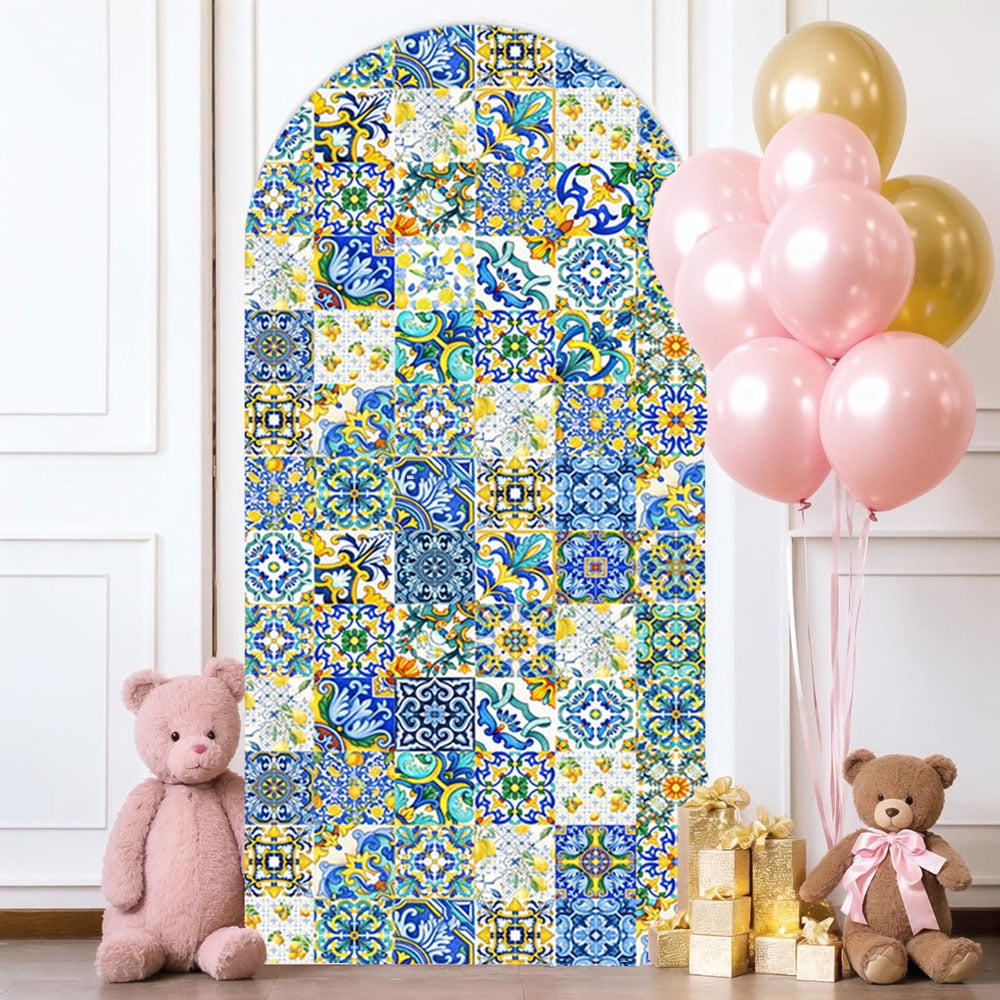 Double-Sided Mediterranean-Inspired Lemon Arch Backdrop Cover - Lycra ...
