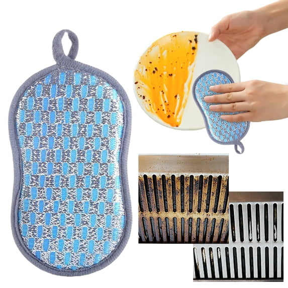 Double Sided Microfiber Scrub Sponge,Non Scratch Multi Purpose for ...