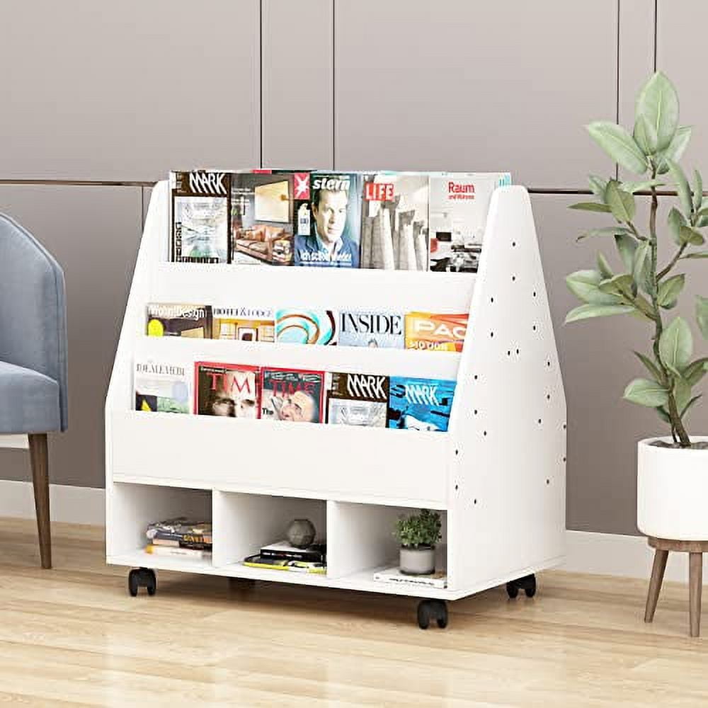 Double-Sided Mobile Book Display Book Rack 3 Sling Bookshelf 3 Storage ...