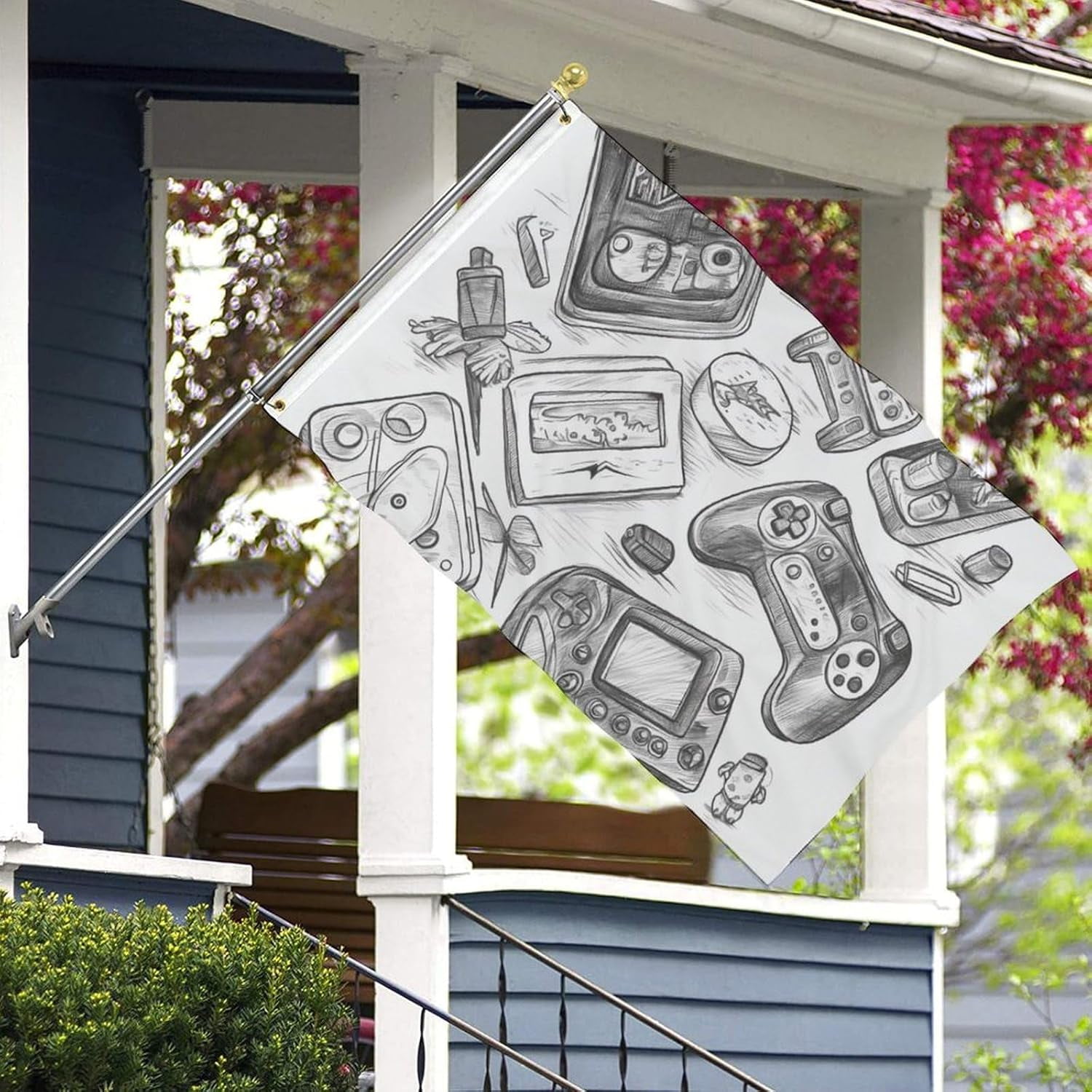 Double Sided Monochrome Sketch Style Gaming Garden Yard Flags in ...