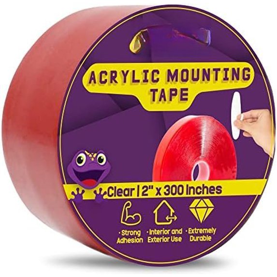 Double-Sided Mounting Tape Removable, Clear, 2-inch x 300-Inch, Indoor ...