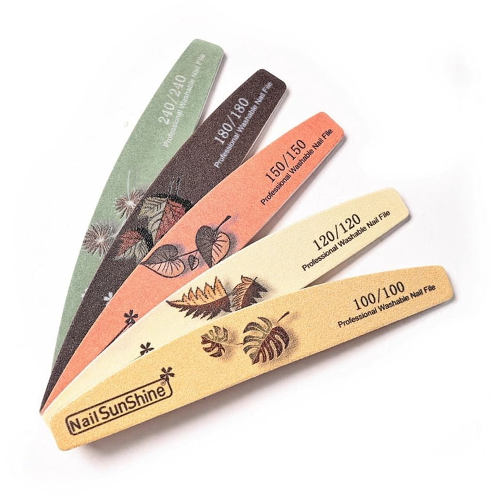 Double Sided Nail Files for Manicure and Nail Art with Half Moon Shape ...