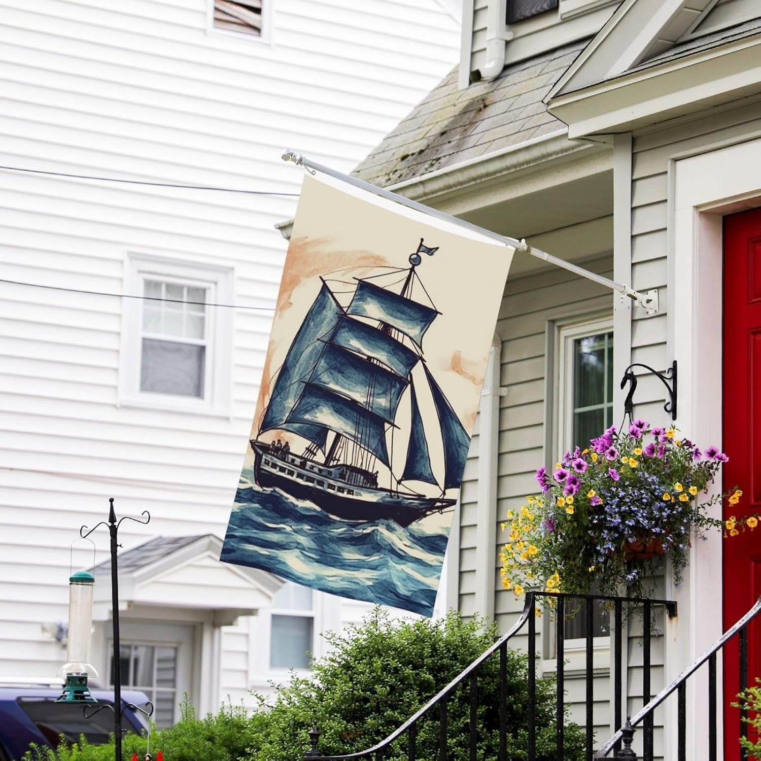 Double Sided Nautical Sailboat Garden Yard Flags Greeting Banner Fade ...