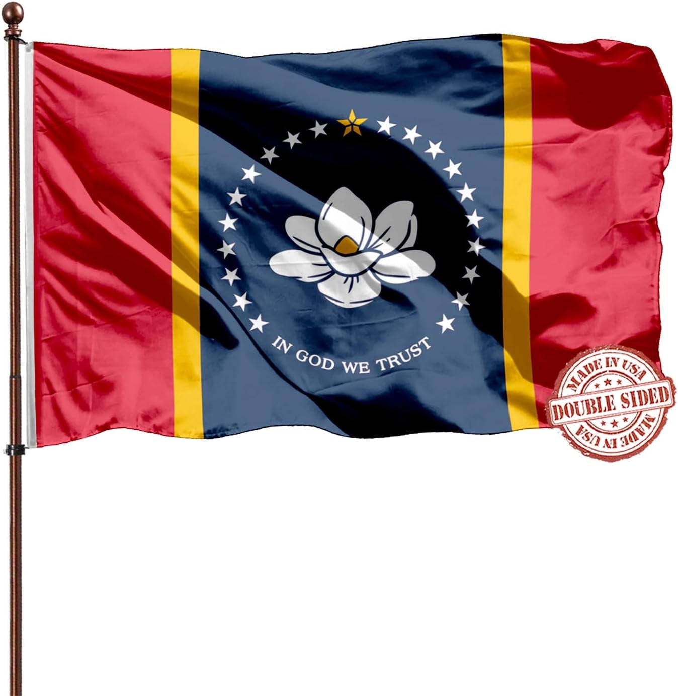Double Sided New Mississippi State Flag 3x5 Outdoor- UV Fade Resistant ...