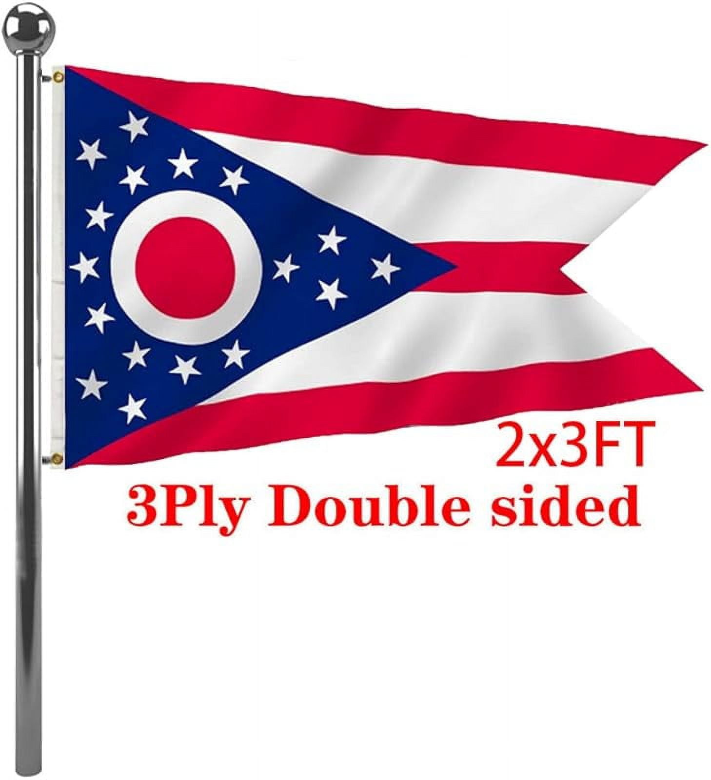 Double Sided Ohio Sates Flags 3x5 Outdoor- Vivid Colors 3Ply OH Ohio ...