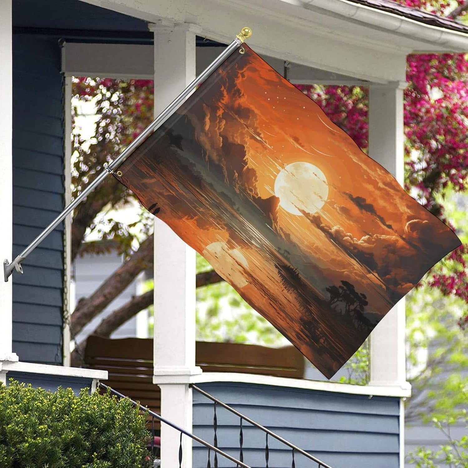 Double Sided Orange Sky Garden Yard Flags in Greeting Banner Fade ...