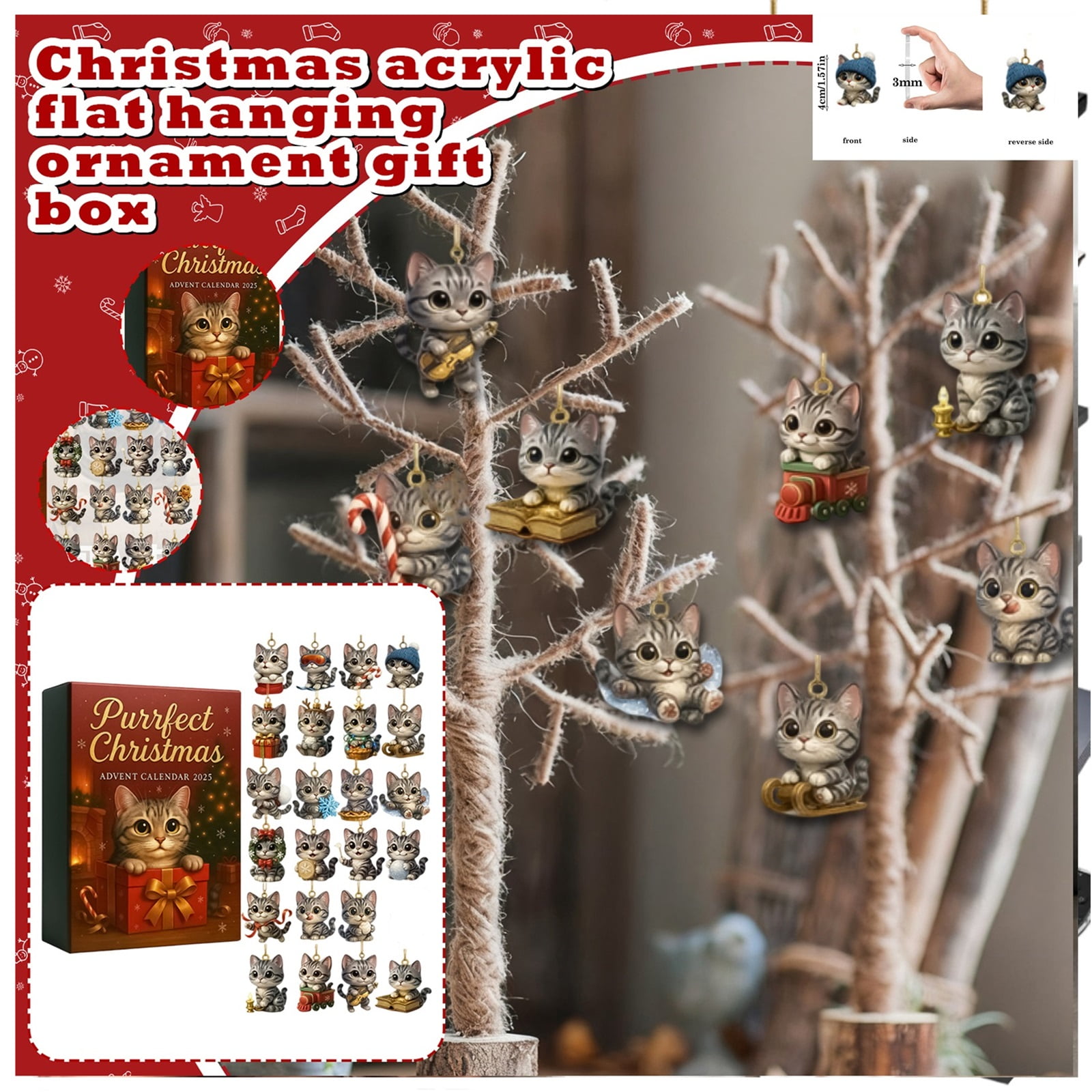 Double-Sided Ornament Advent Calendar 2025, 2D Christmas Countdown with ...