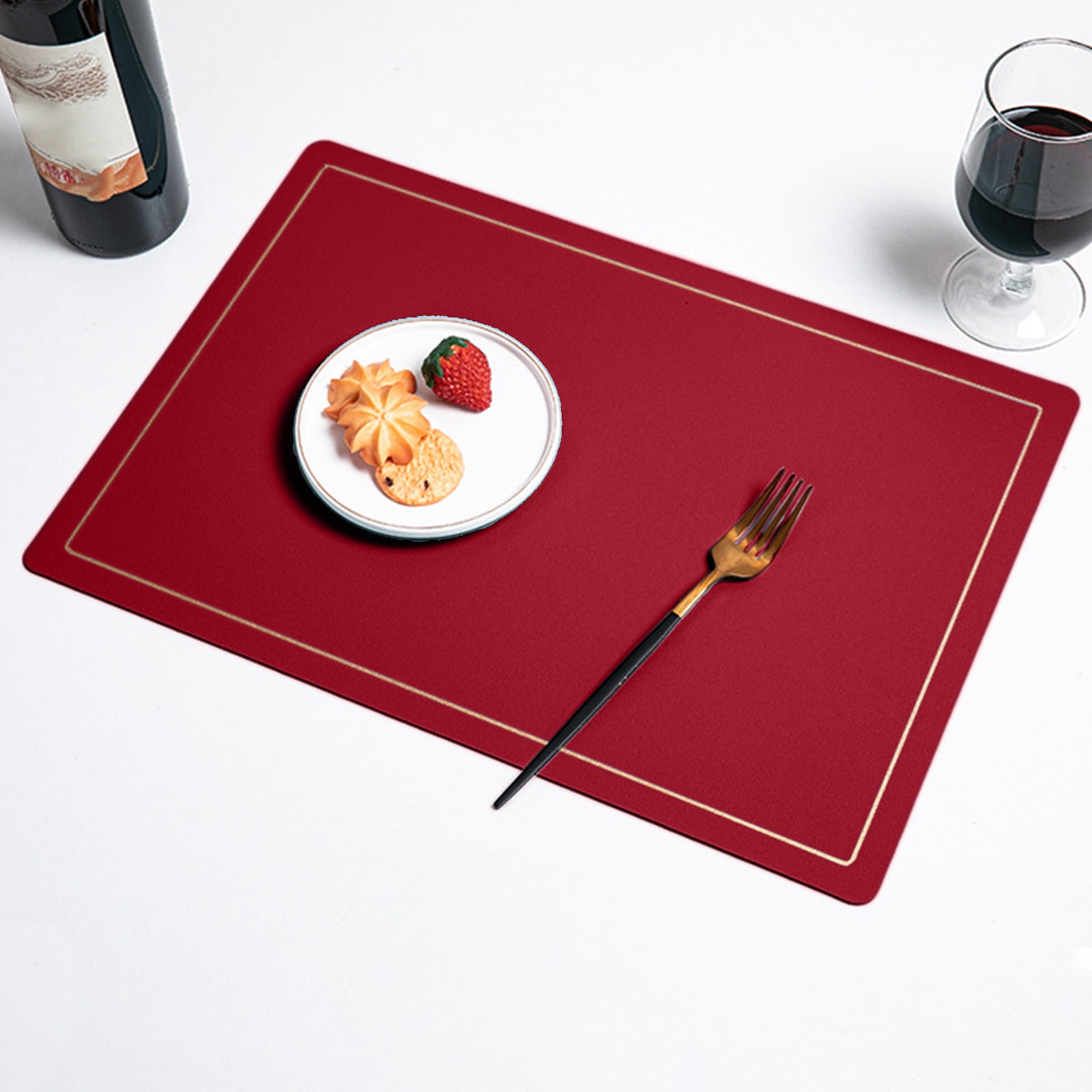 Double Sided PU Leather Table Runner & Placemat Set - 43x30cm Heat ...
