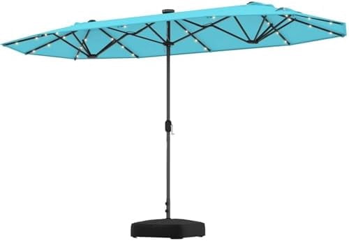 Double-Sided Patio Umbrella with Solar Lights, 13FT Large Umbrella with ...