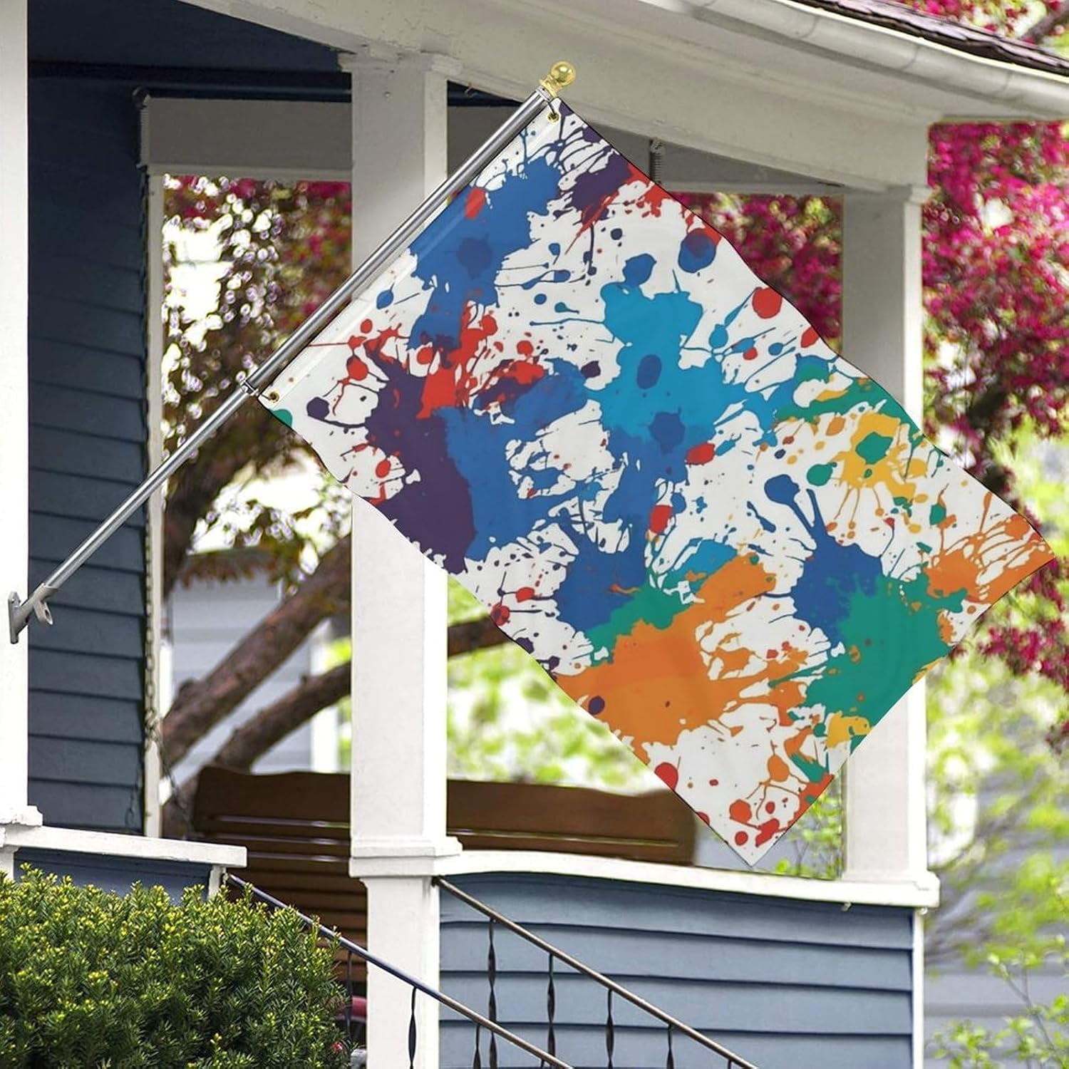 Double Sided Pattern of Paint Splatters Garden Yard Flags in Greeting ...