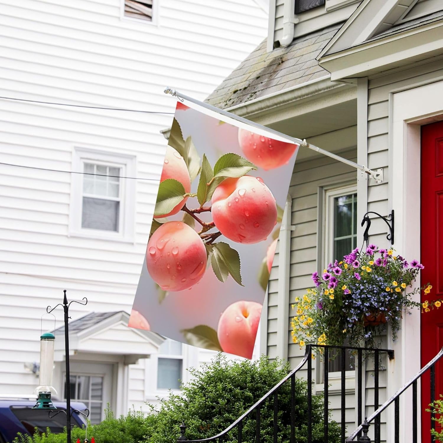 Double Sided Peach Garden Yard Flags Greeting Banner Fade Resistant ...