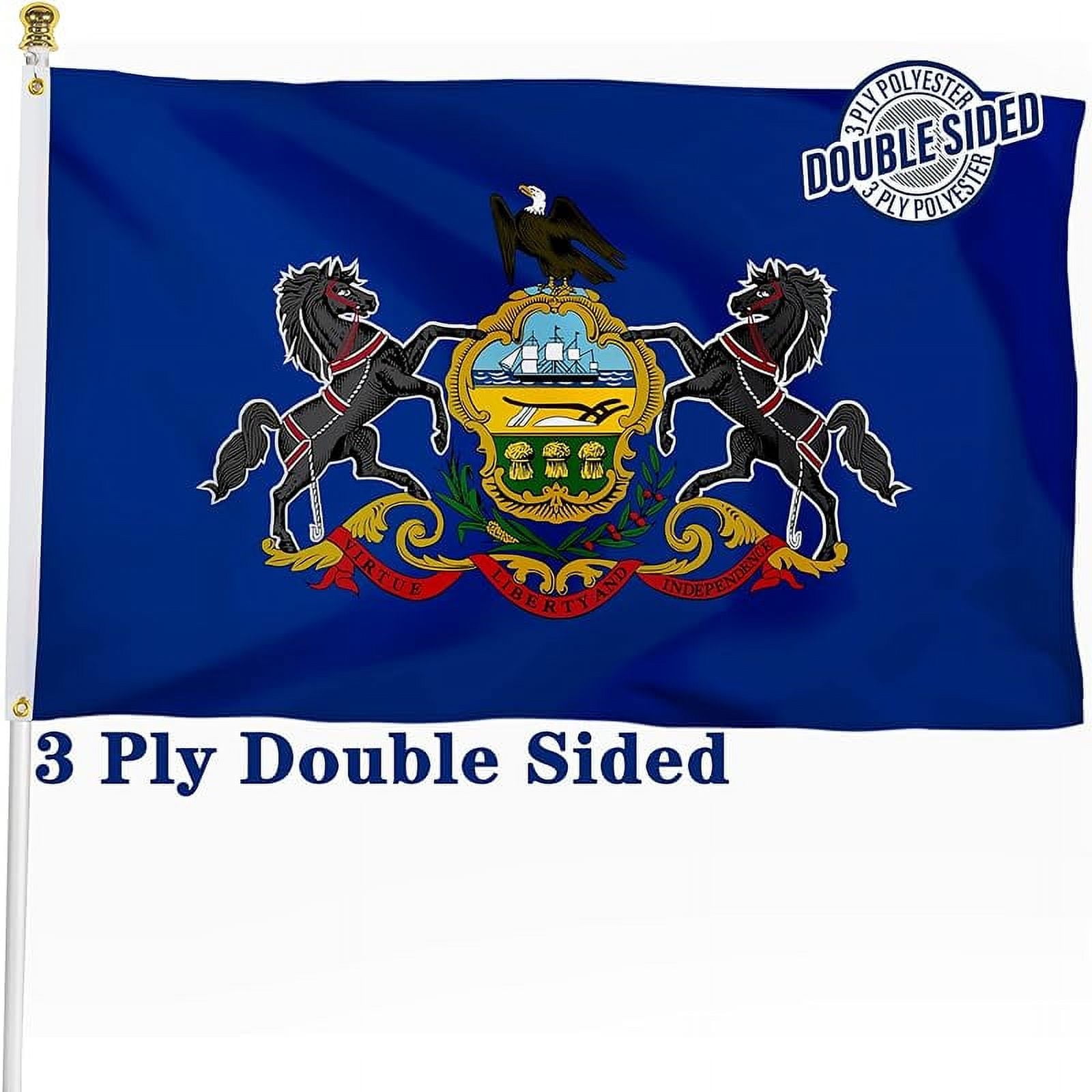 Double Sided Pennsylvania State Flag 3x5 ft, Heavy Duty 3 Ply Durable ...