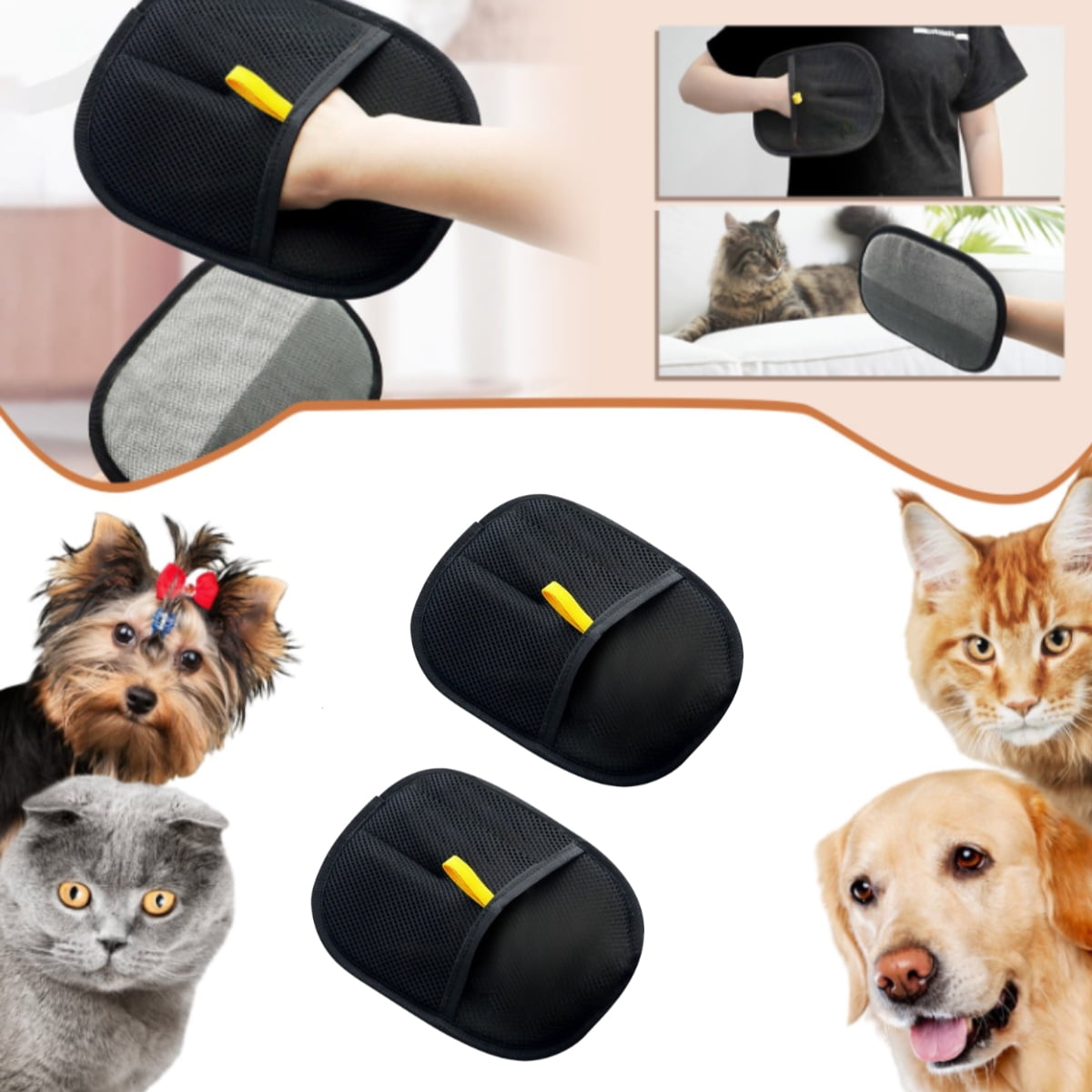 Double Sided Pet Grooming Gloves, Pet Static Grooming Gloves for Dogs ...