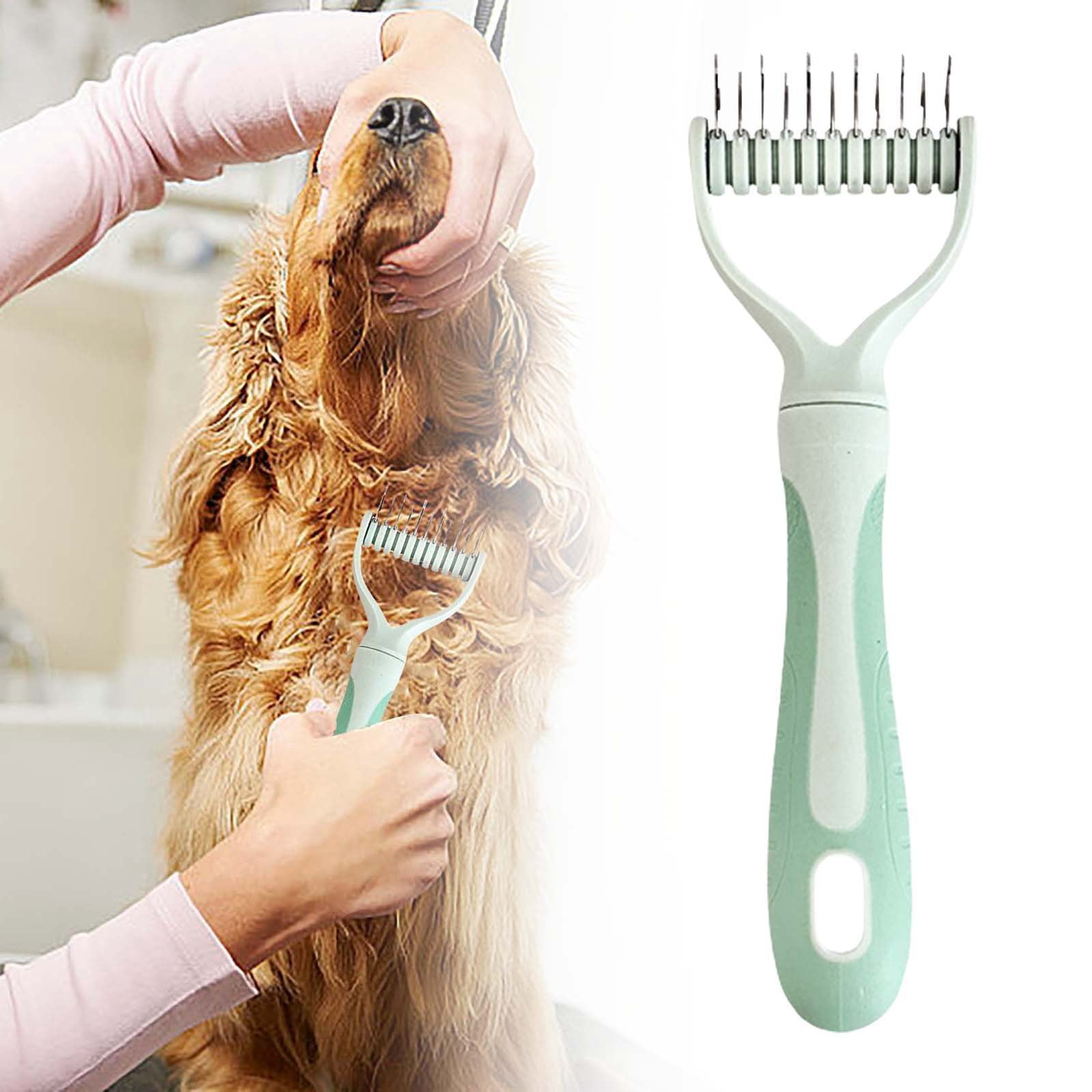 Double-Sided Pet Hair Comb - Stainless Steel, Detangling Design - Safe ...