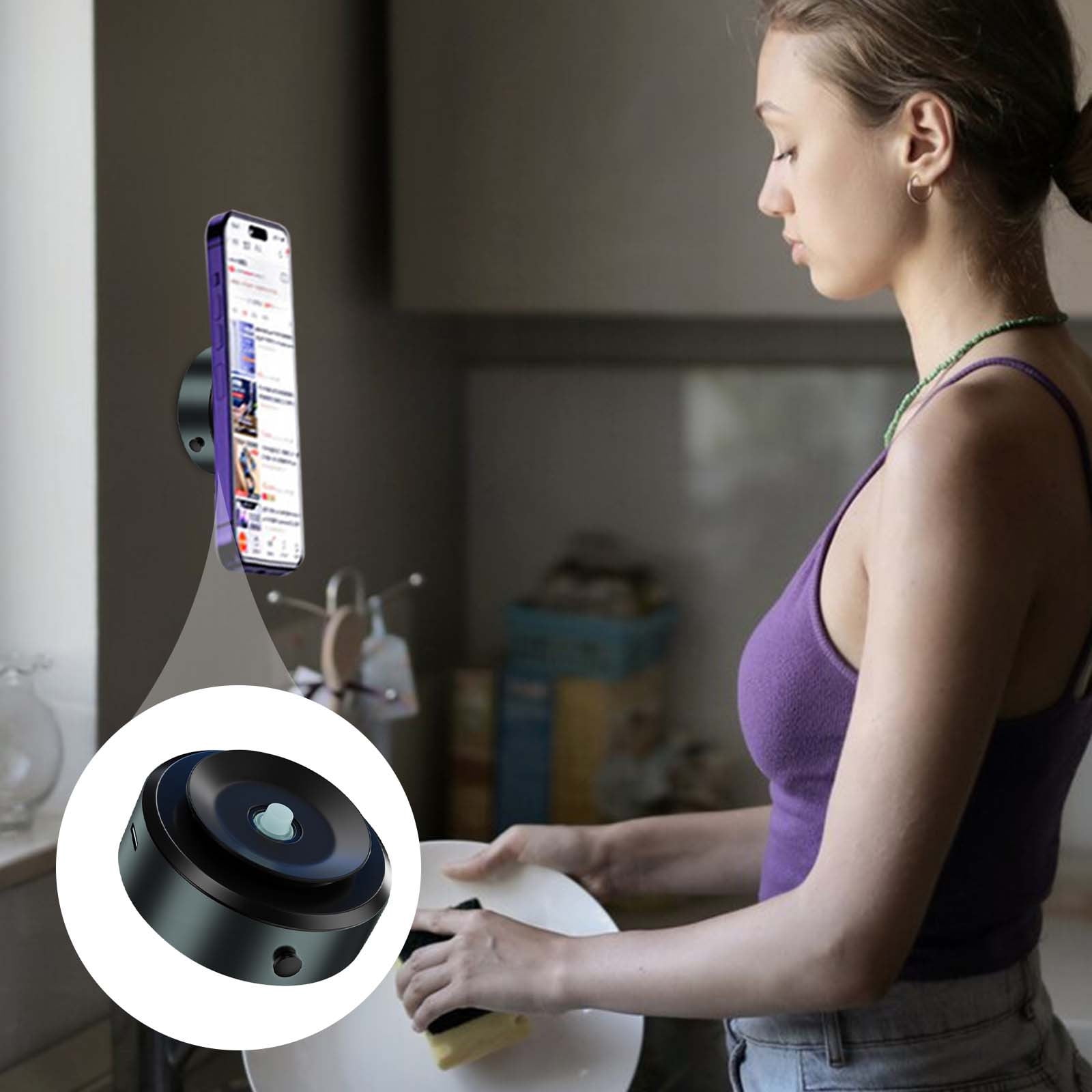 Double-Sided Phone Holder: Innovative Dual Suction Cup and Magnetic ...