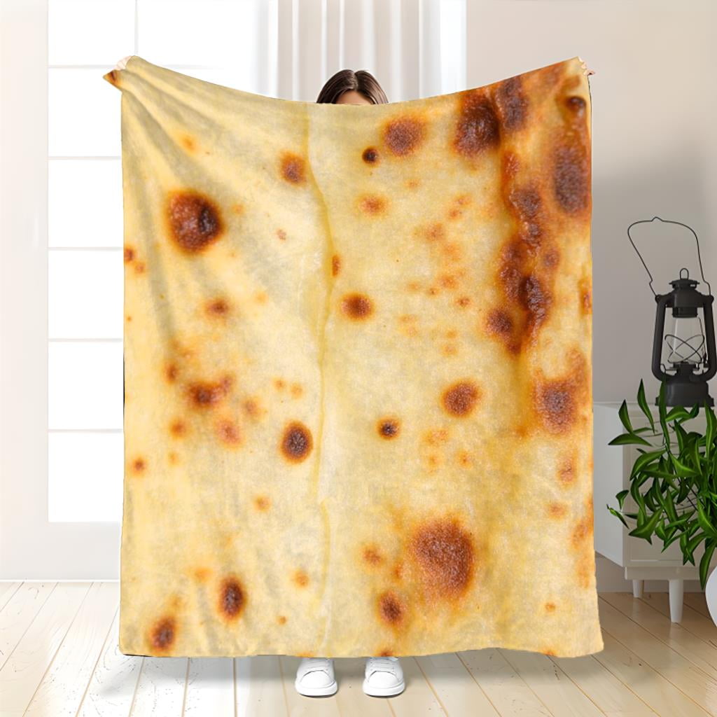 Double-Sided Pizza Print Throw Blanket - Soft Flannel Bedspread with ...