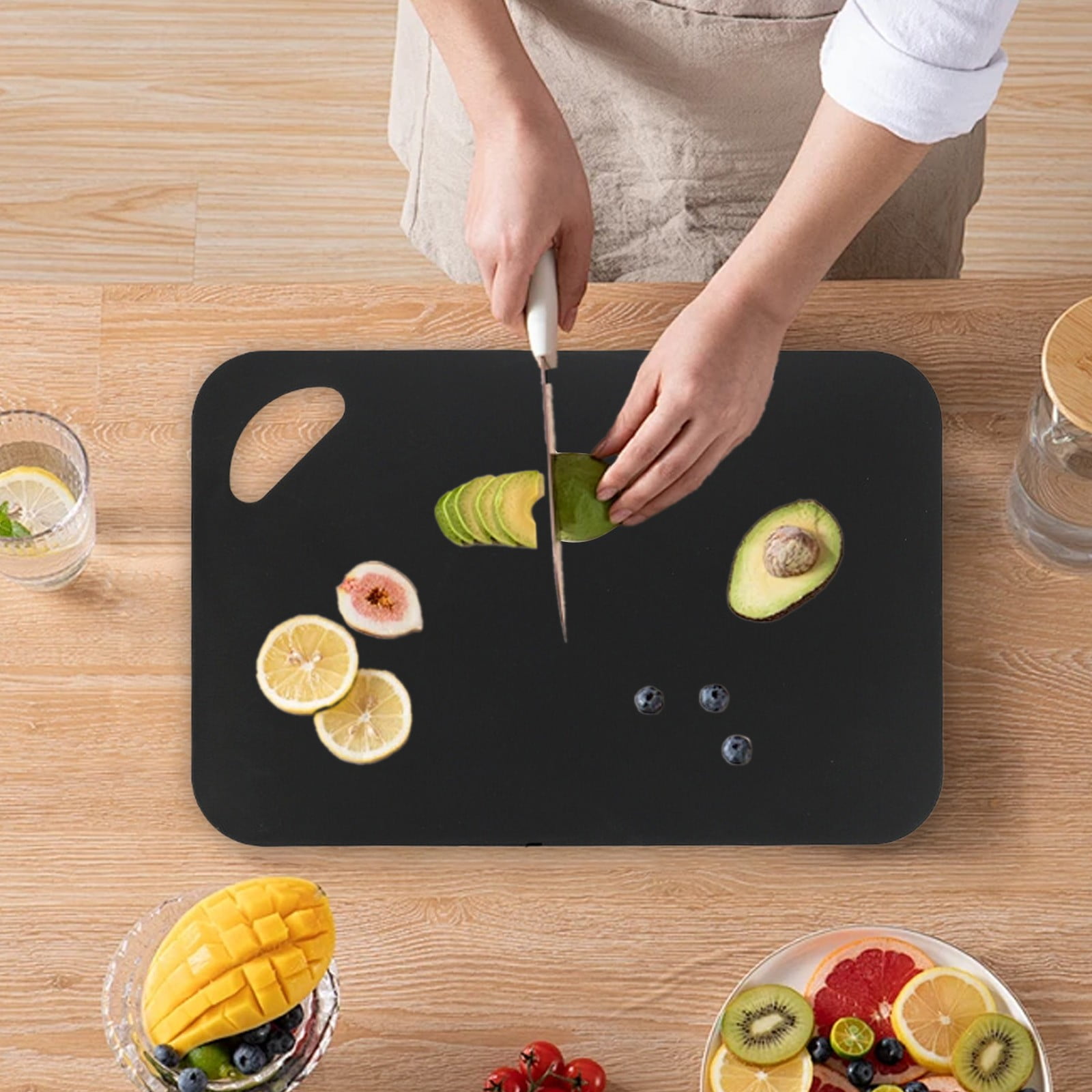 Double-Sided Plastic Kitchen Cutting Board with Juice Groove ...