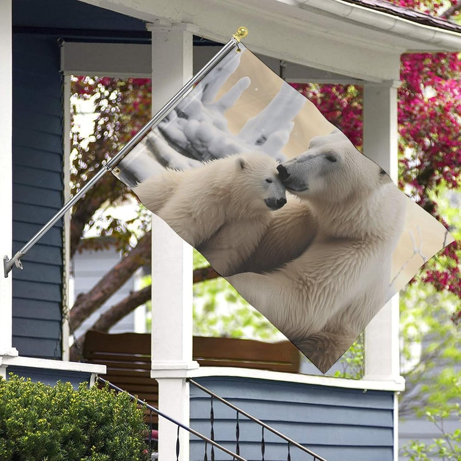 Double Sided Polar Bear Love Garden Yard Flags in Greeting Banner Fade ...