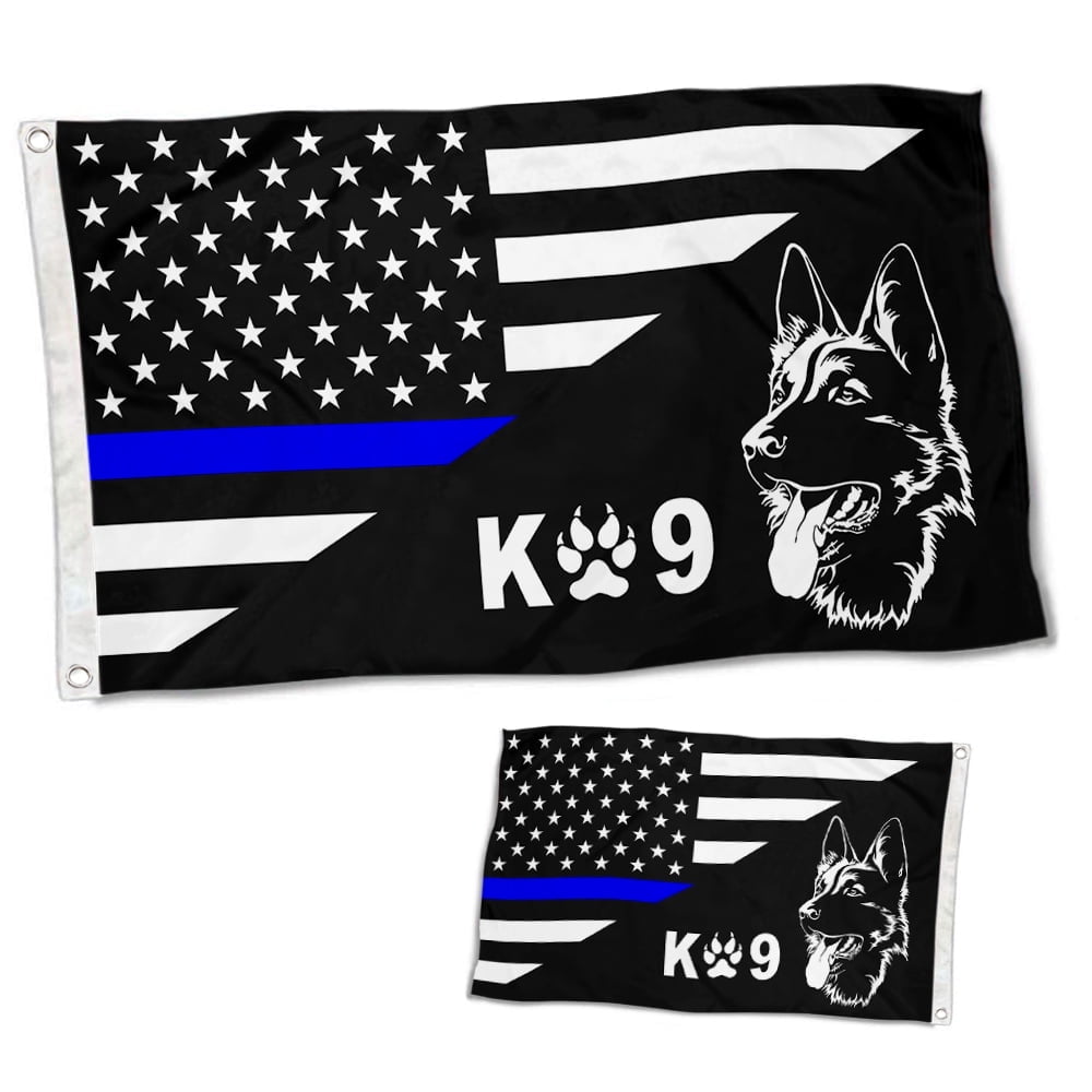 Double Sided Police Thin Blue Line Police Dog K9 German Shepherd Flag ...