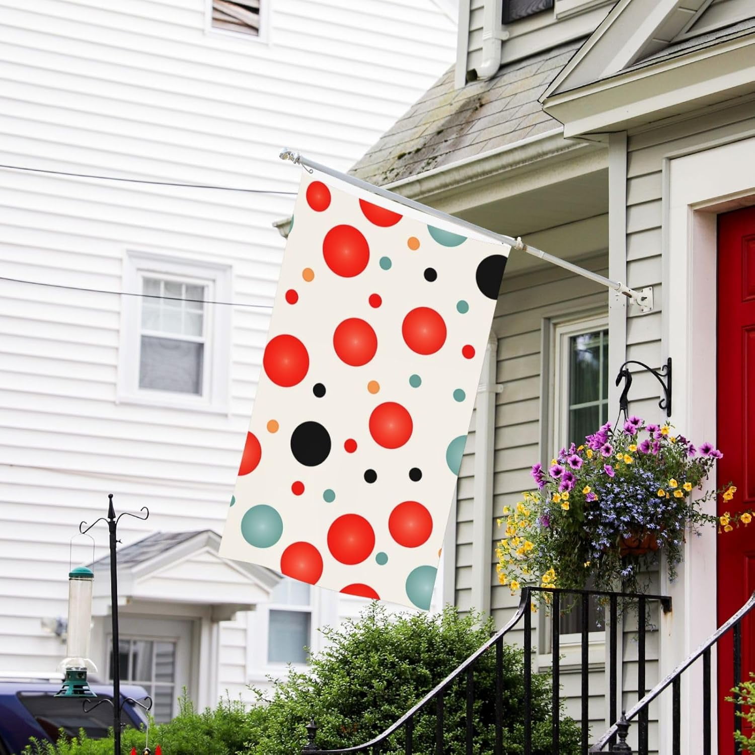 Double Sided Polka Dot Garden Yard Flags Greeting Banner Fade Resistant ...