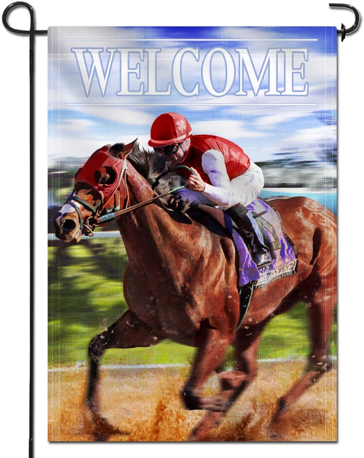 Double Sided Premium Garden Flag, Derby Horse Race Welcome Spring ...