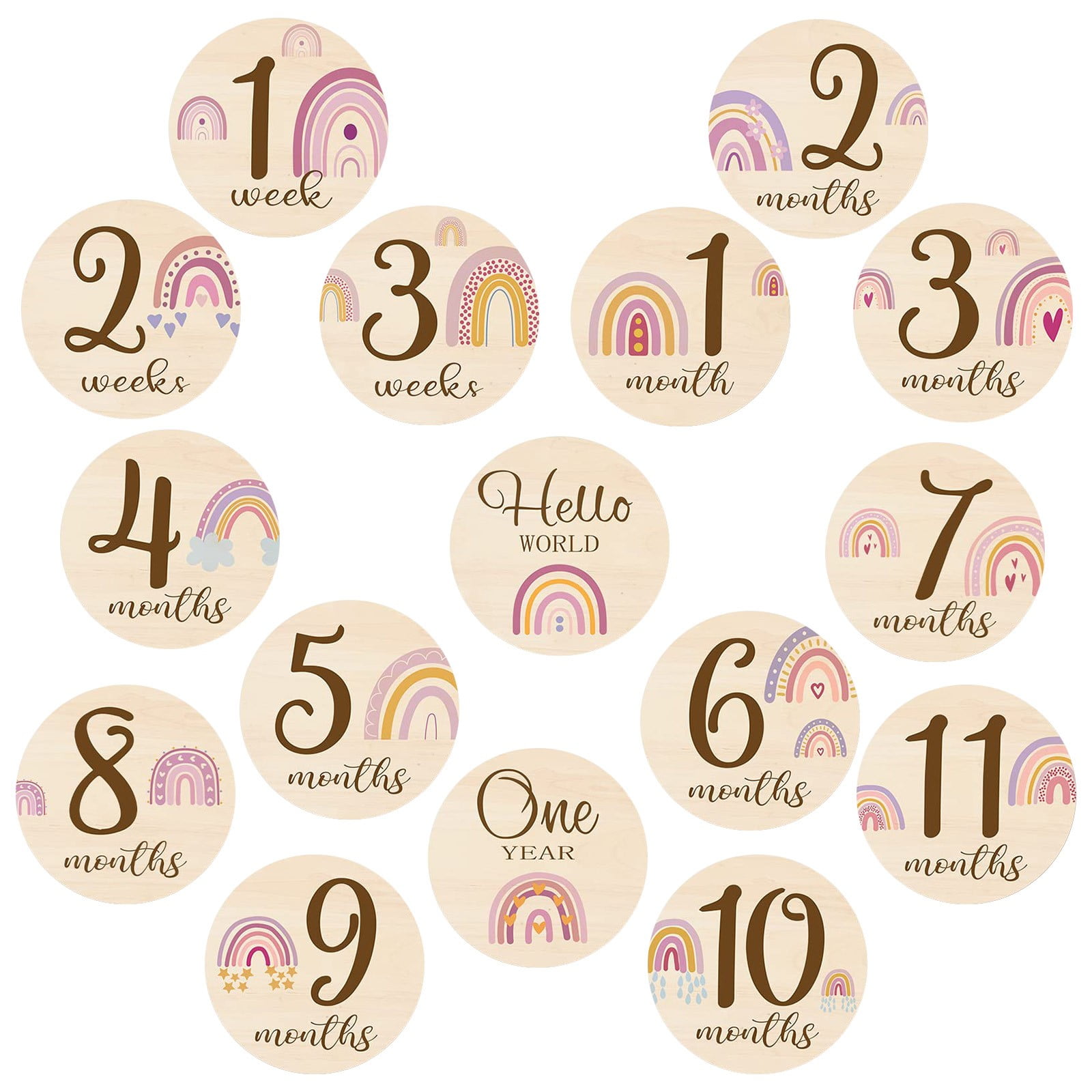 Double-Sided Printed Wooden Baby Photography Prop, Customizable Month ...