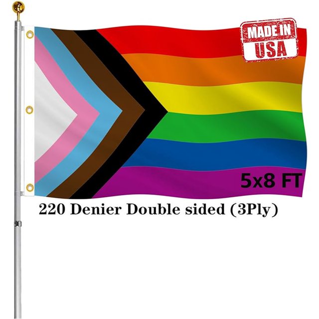 Double Sided Progress Rainbow Gay Pride Flag 5x8 Outdoor- UV Fade ...