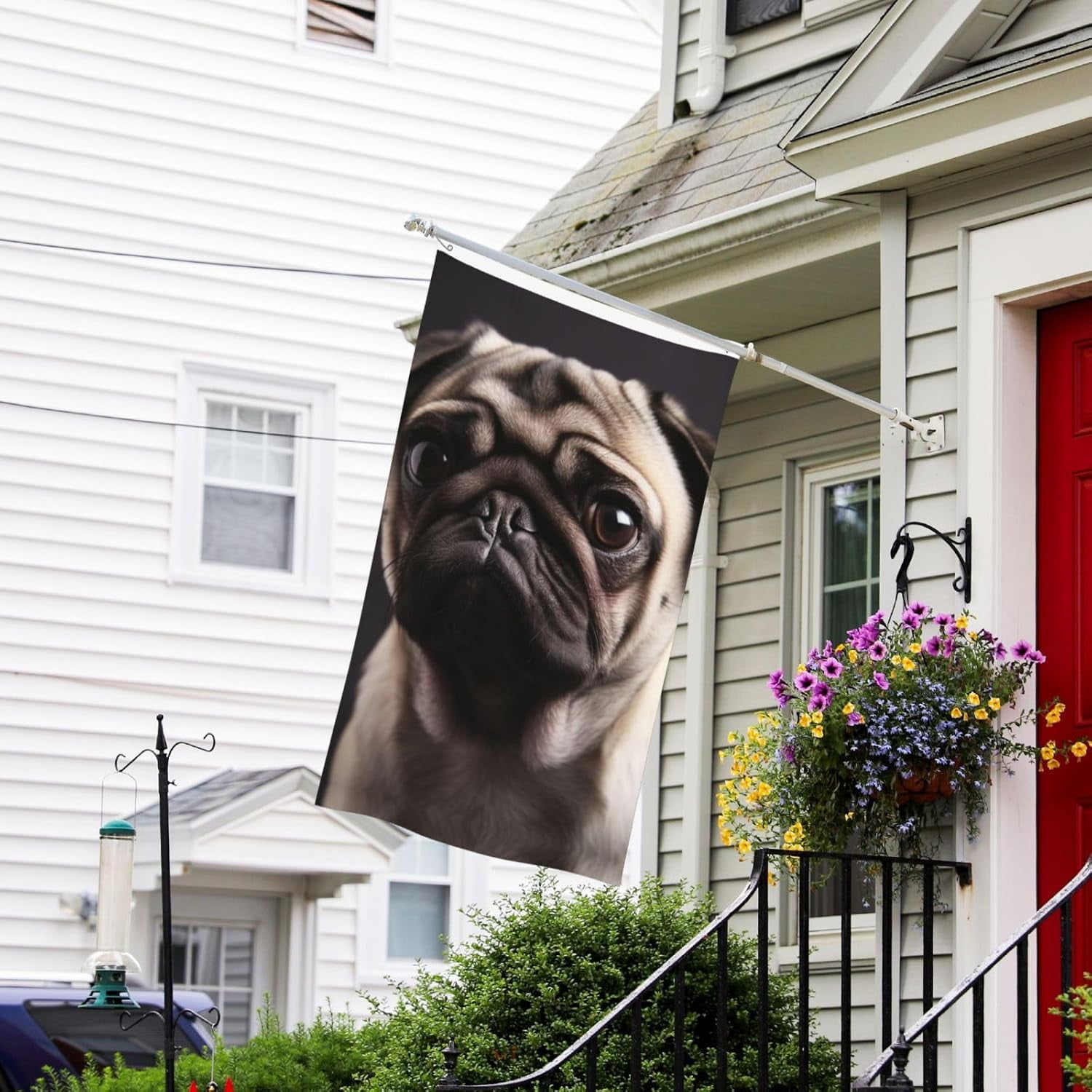 Double Sided Pug Garden Yard Flags Greeting Banner Fade Resistant ...