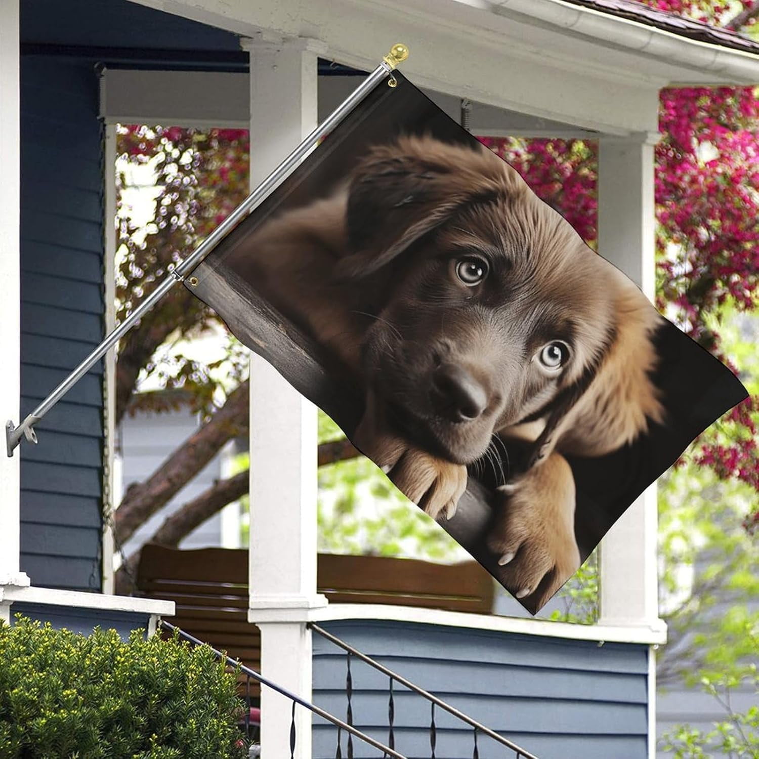 Double Sided Puppies Dog Garden Yard Flags in Greeting Banner Fade ...