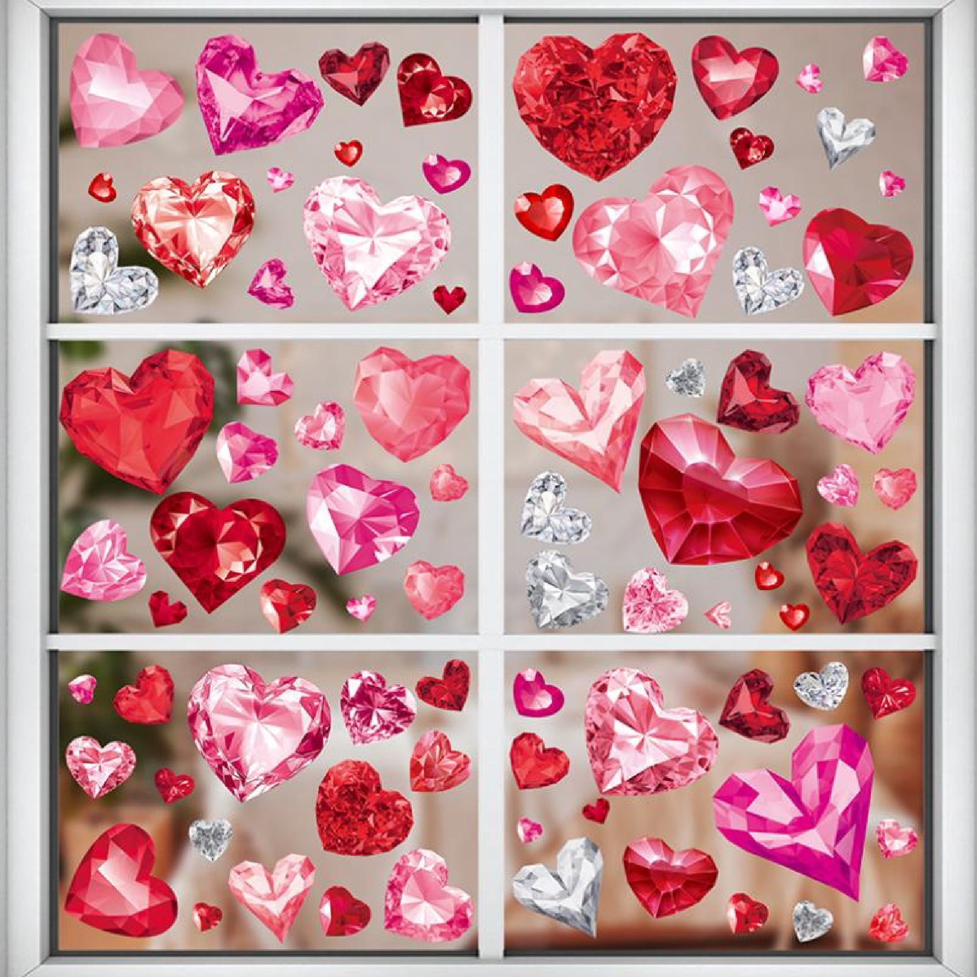 Double Sided Red Love Heart Window Stickers,Bexikou 9 Sheets Valentine ...