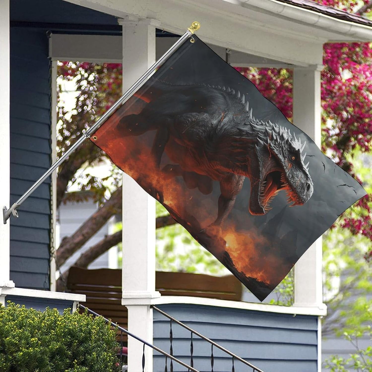 Double Sided Red Magma Flying Dragons Garden Yard Flags in Greeting ...