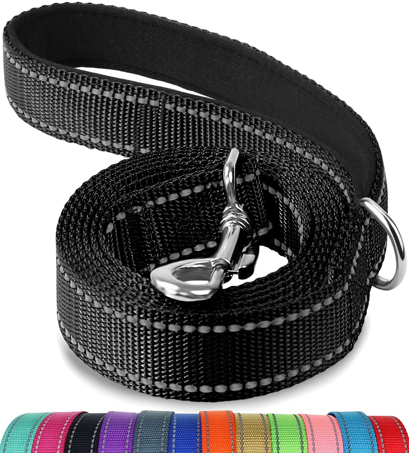 Double-Sided Reflective Dog Leash, 6 FT/5 FT/4 FT, Padded Handle Nylon ...