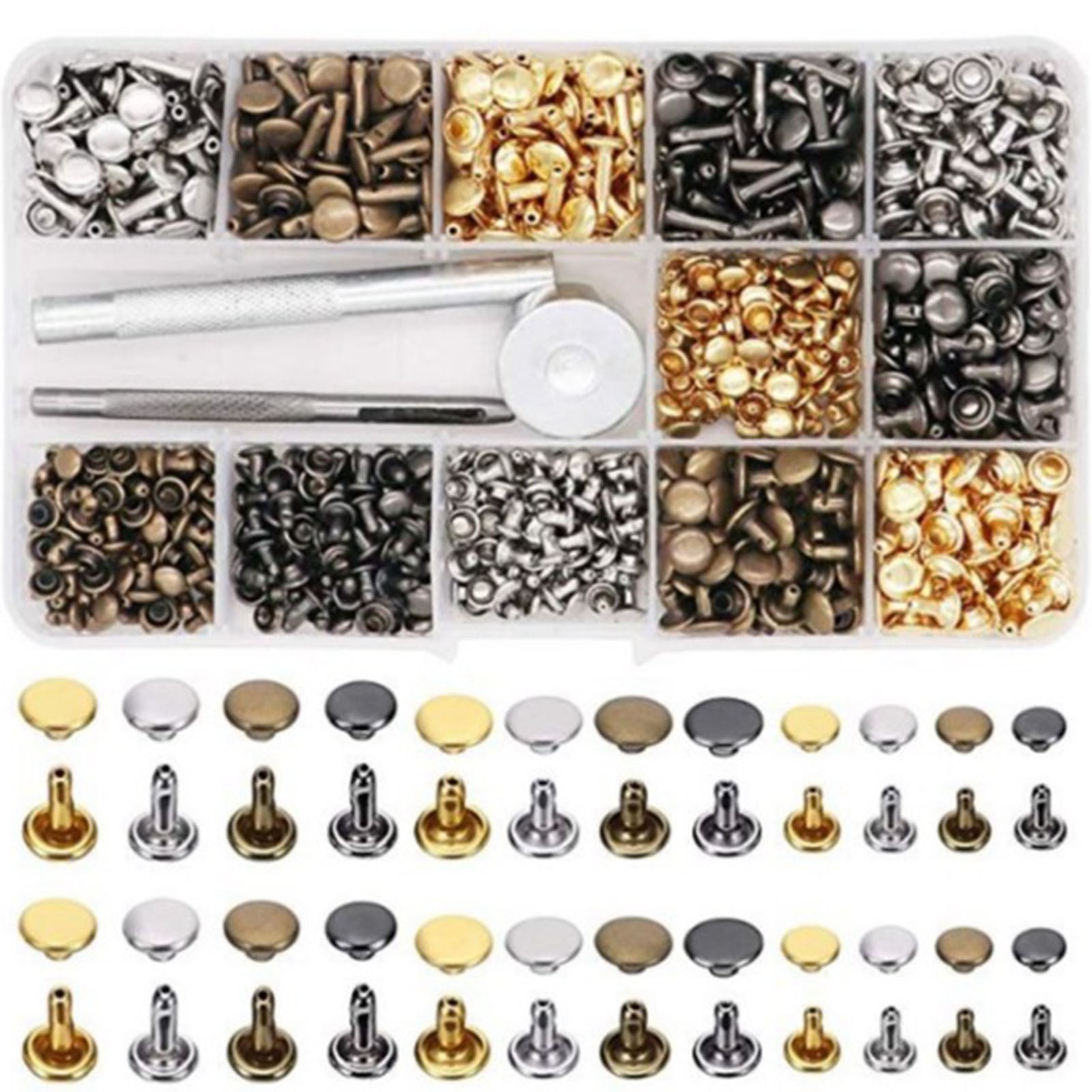 Double Sided Rivet Set Metal Studs Binding Studs Screws Assortment with ...