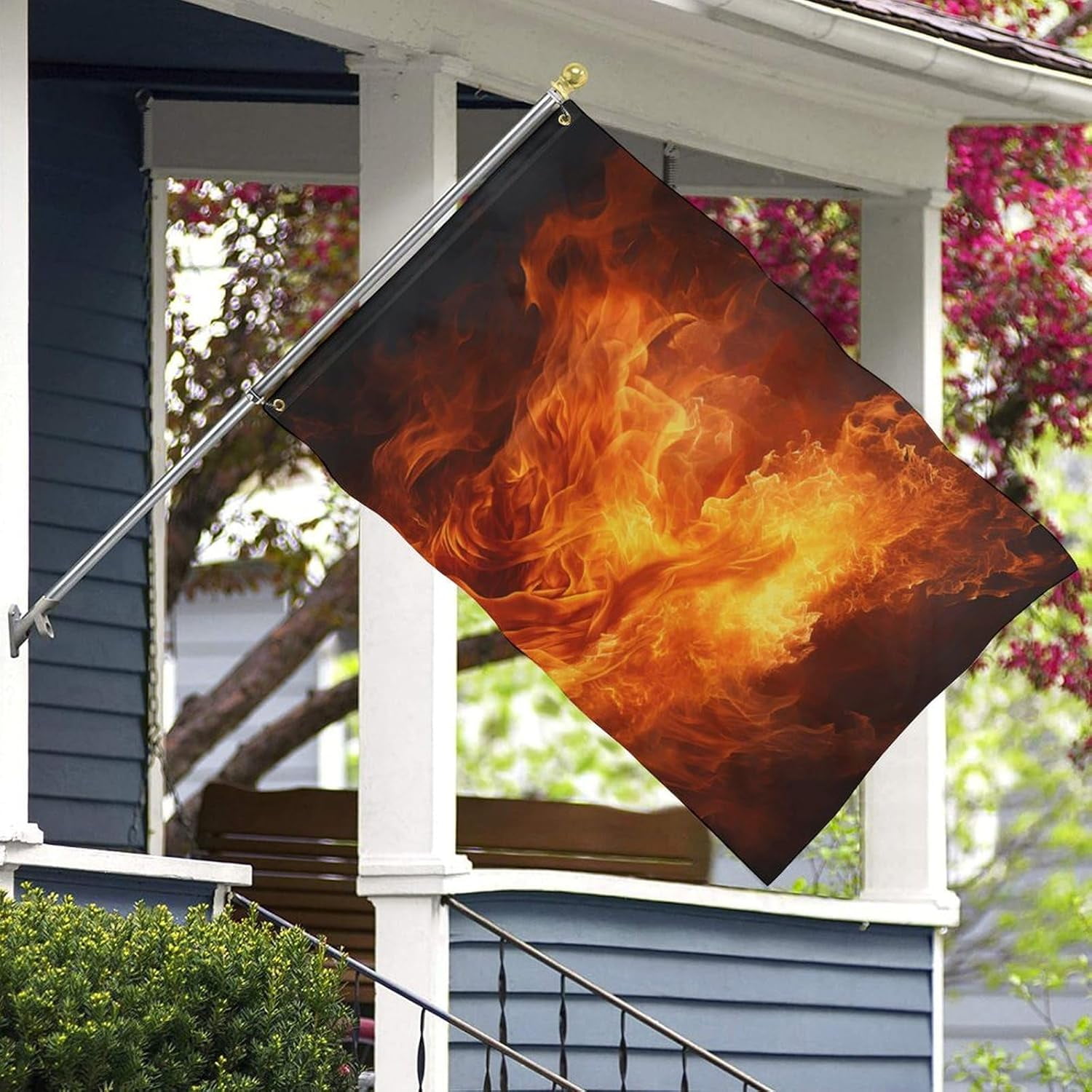 Double Sided Roaring Flame Garden Yard Flags in Greeting Banner Fade ...