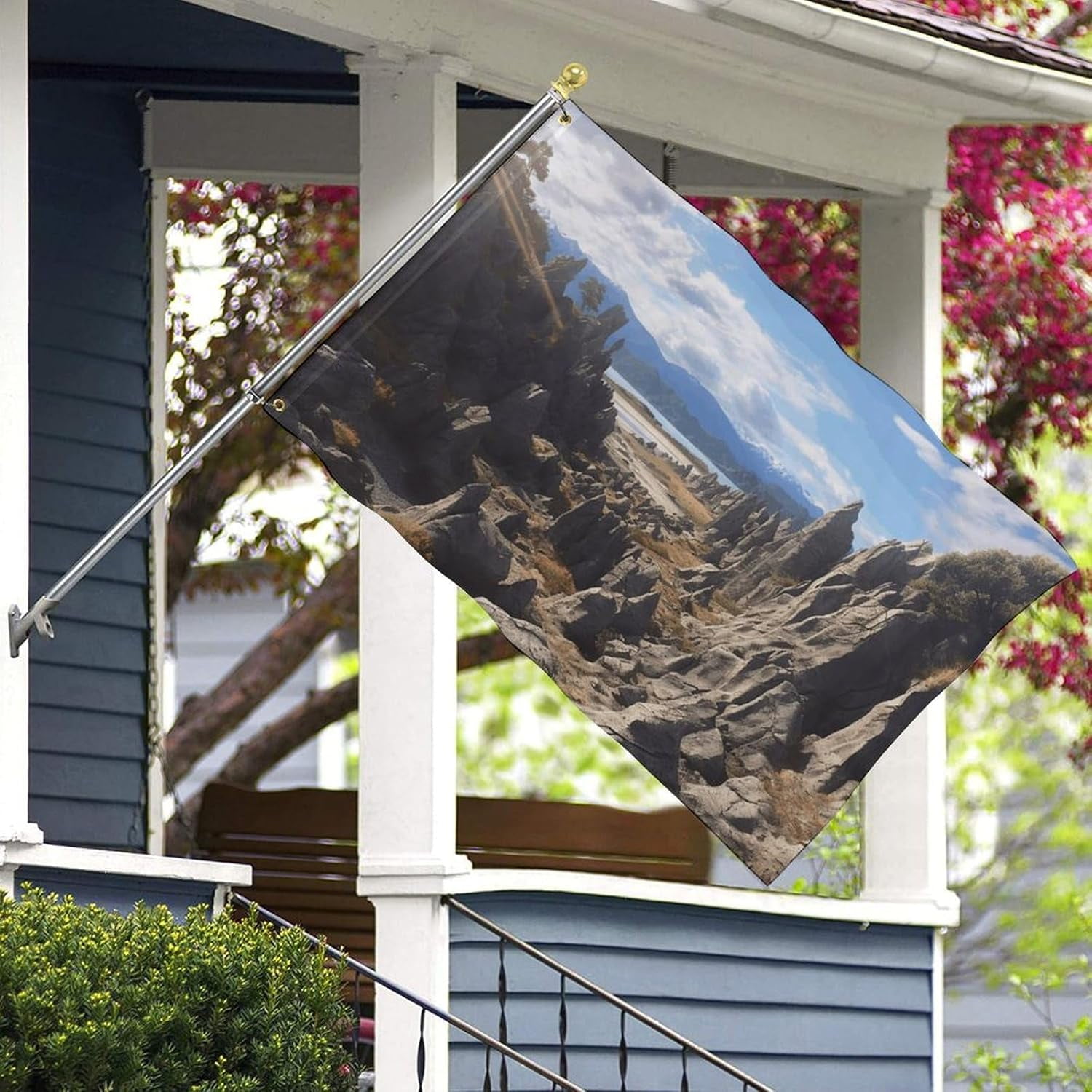 Double Sided Rocks Scenic Garden Yard Flags in Greeting Banner Fade ...