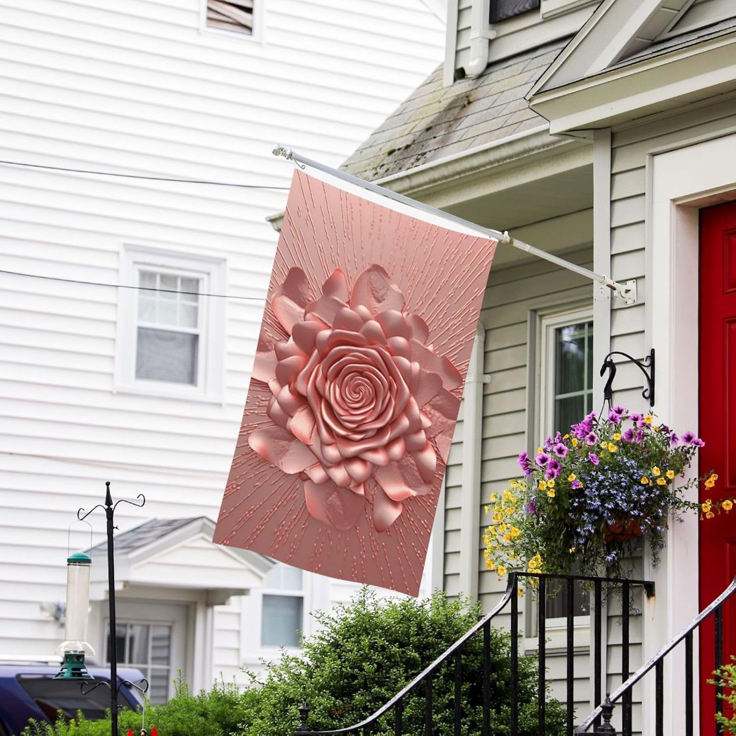 Double Sided Rose Gold Garden Yard Flags Greeting Banner Fade Resistant ...