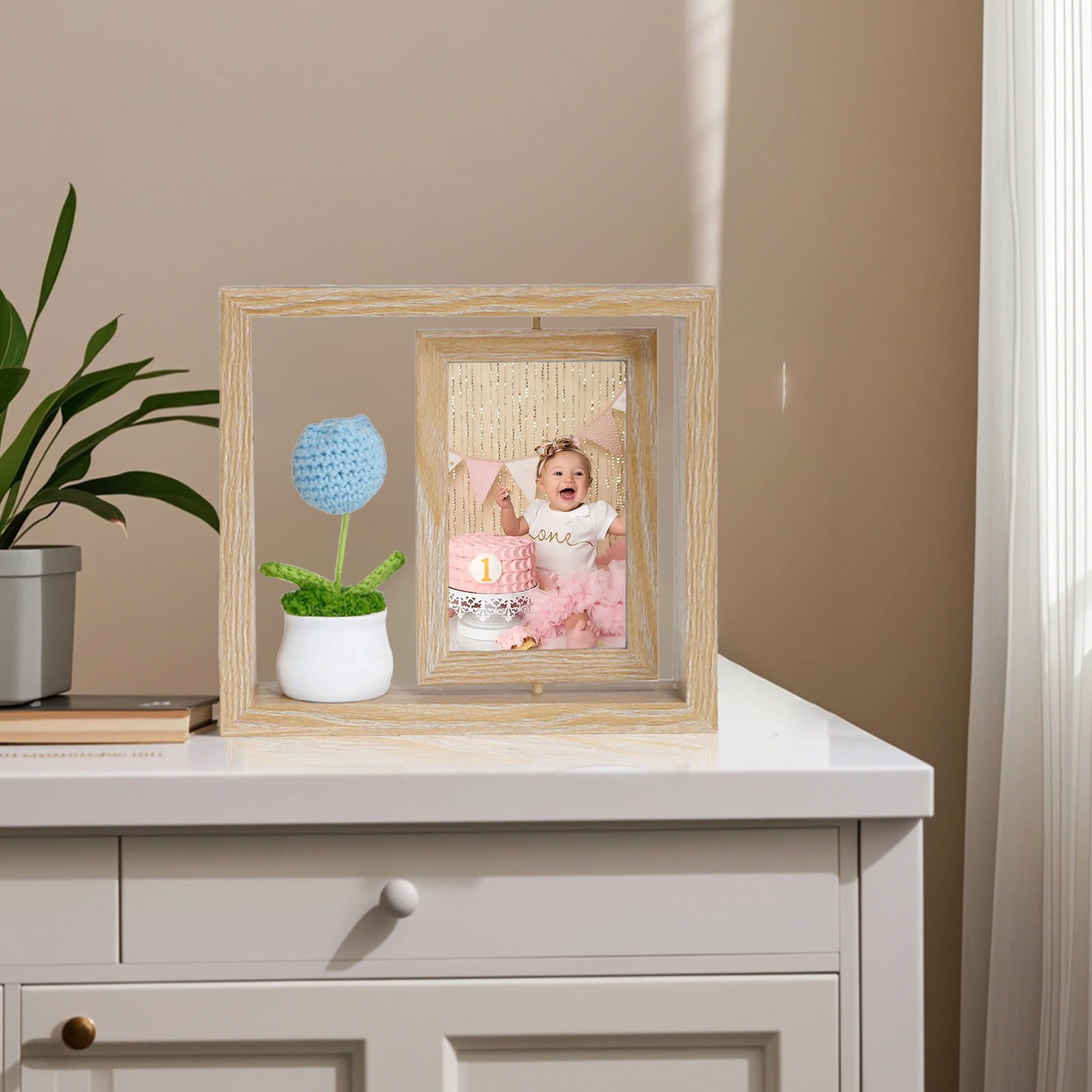 Double Sided Rotating Photo Frame | 6 Inch Desktop Display | Easy ...