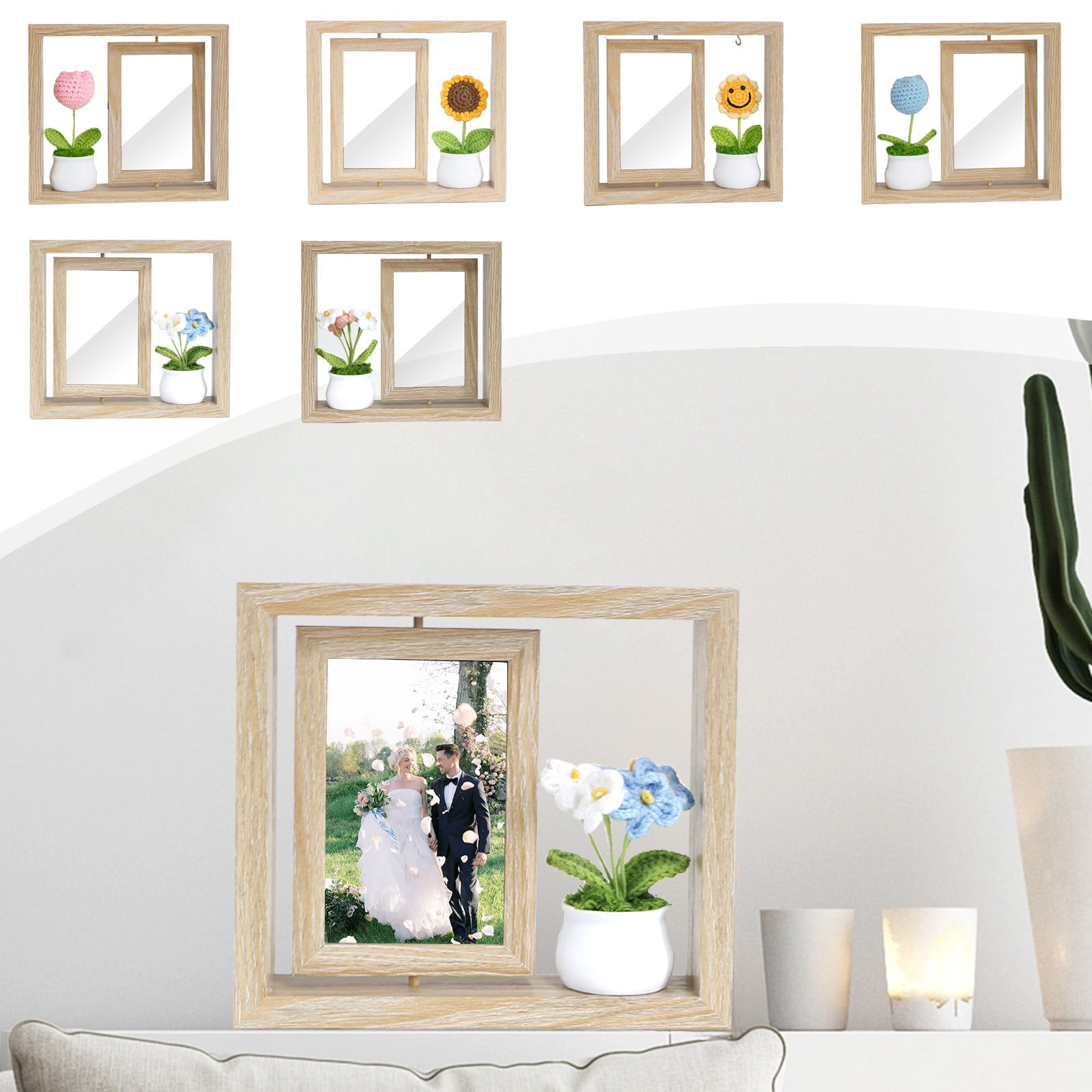 Double-Sided Rotating Photo Frame | 6 Inch Desktop Picture Frame | Easy ...