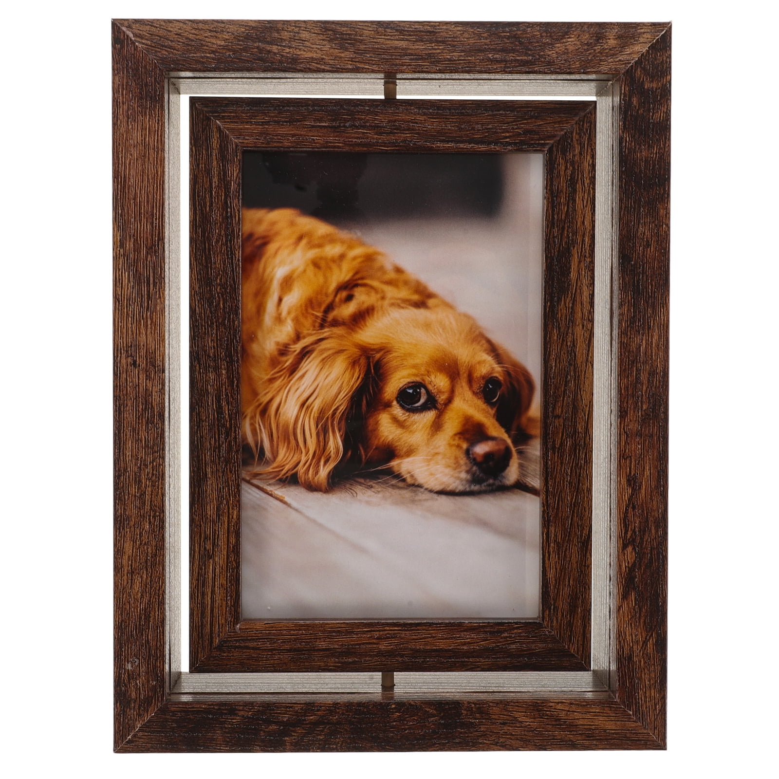 Double Sided Rotating Photo Frame Rustic Picture Frames Wooden Rotation ...