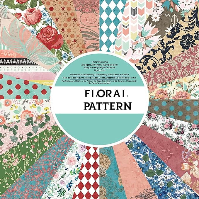 Double-Sided Scrapbook Paper 12x12 Card Stock, Floral Patterned ...