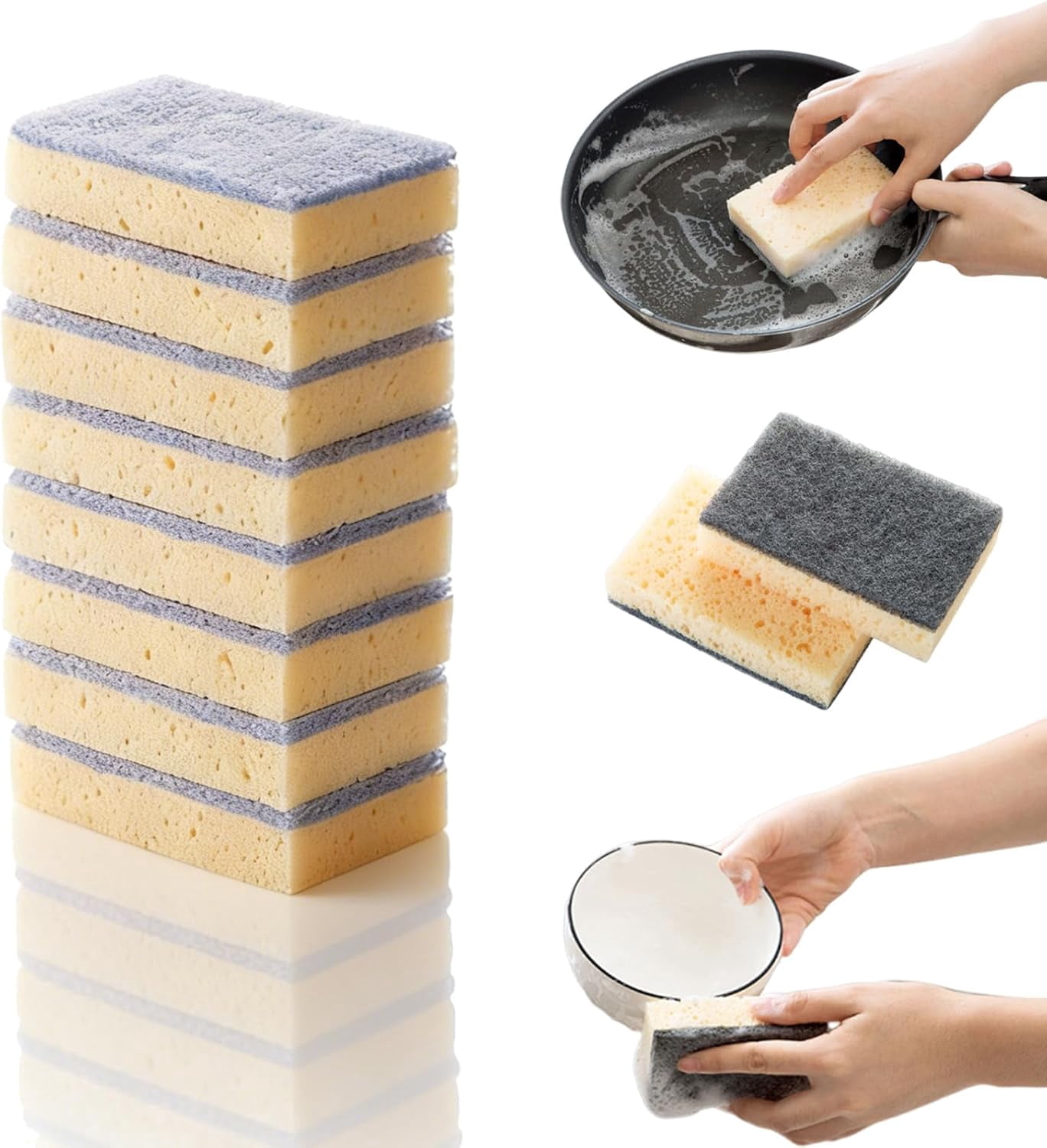 Double-Sided Seaweed Sponge Scrubbers, Double Sided Dish Washing ...