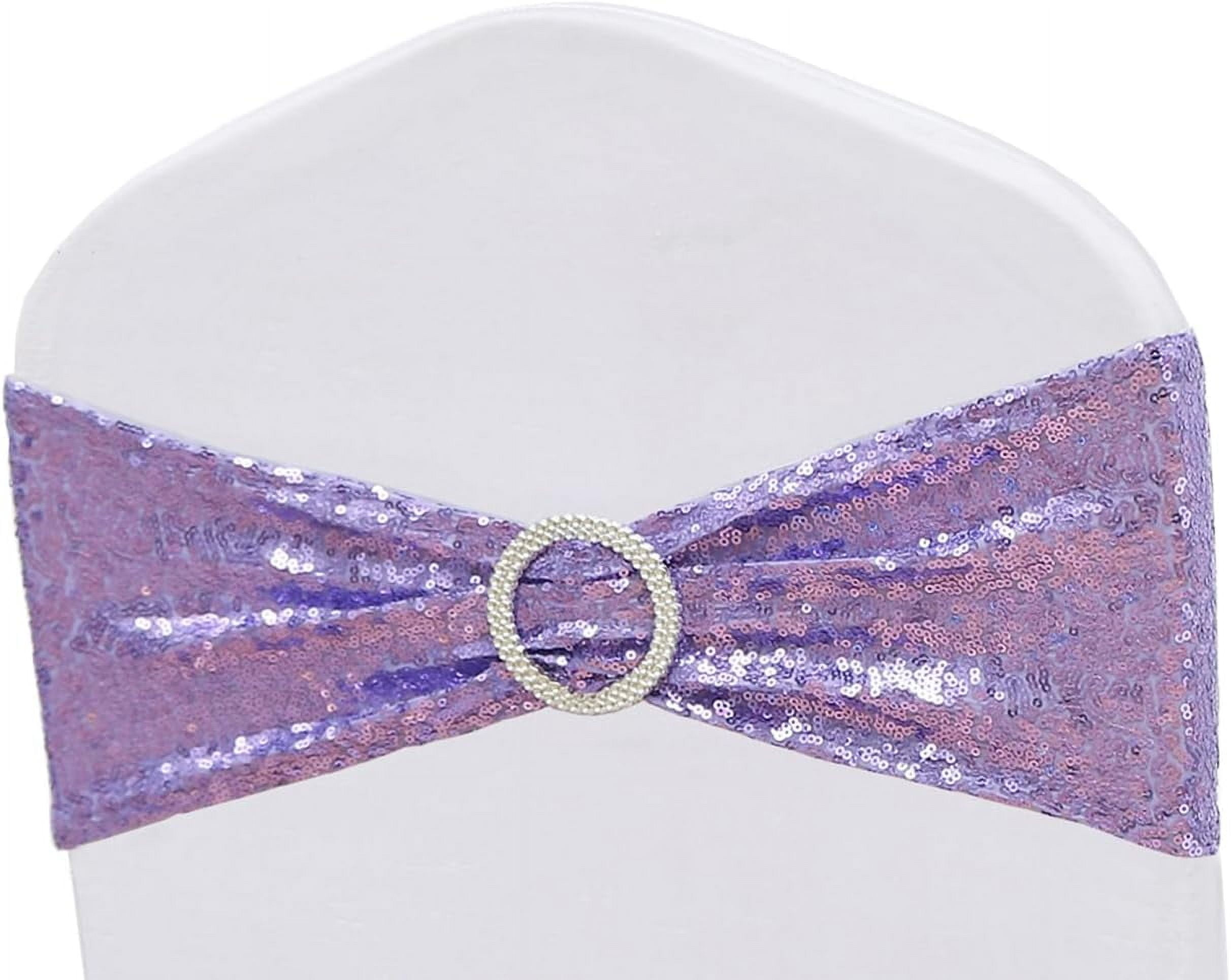 Double-Sided Sequins Lavender Chair Sashes for Wedding Decor, Lavender ...