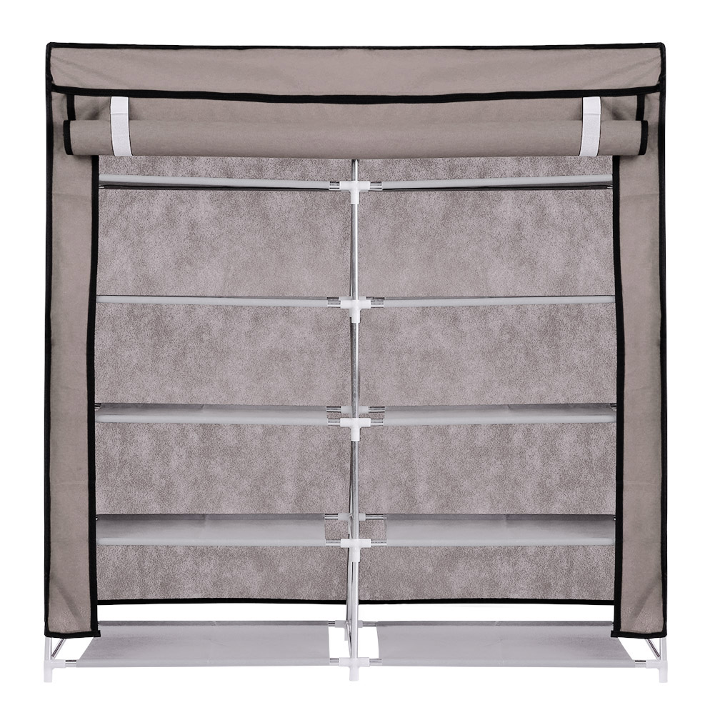 Double-Sided Shoe Rack with Dustproof Cover - Closet Shoe Storage ...