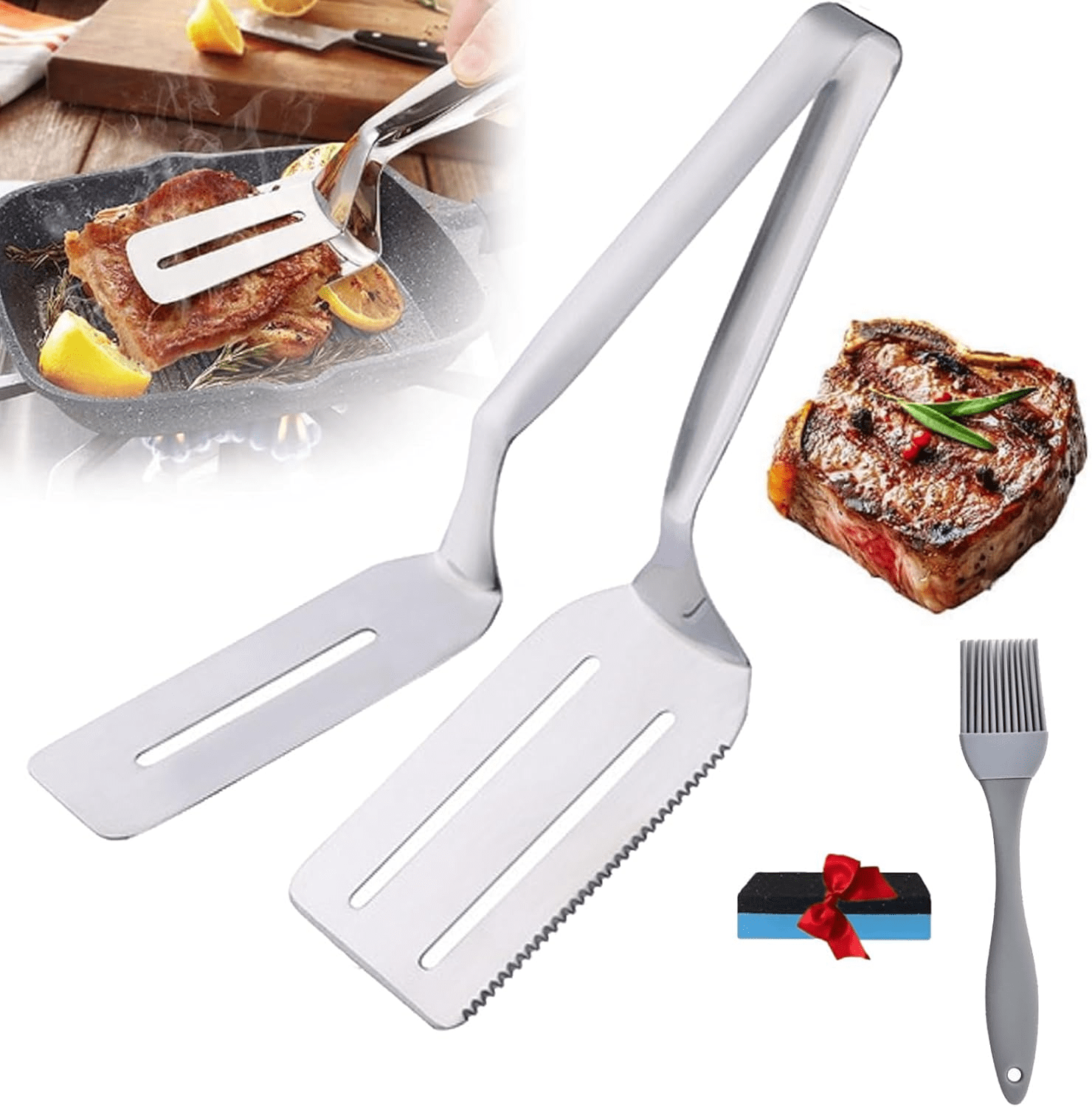 Double Sided Shovel Clip, 2026 Stainless Steel Grill Clamp, Anti-Scald ...