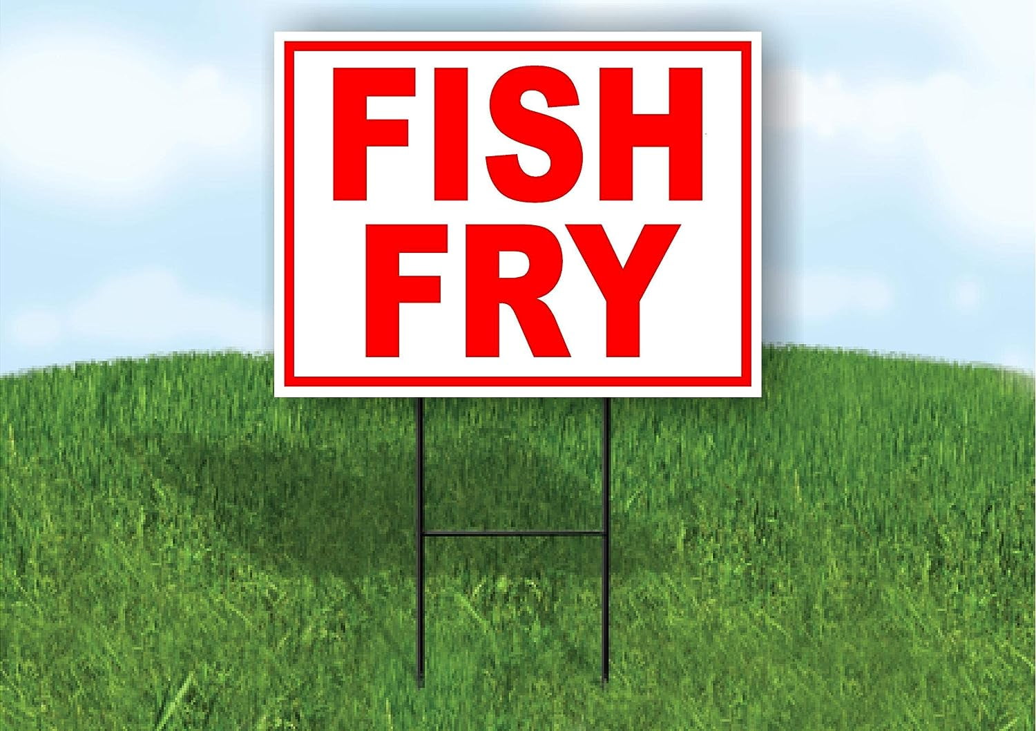 Double Sided Sign FISH FRY RED Yard Sign ROAD SIGN with Stand - Walmart.com