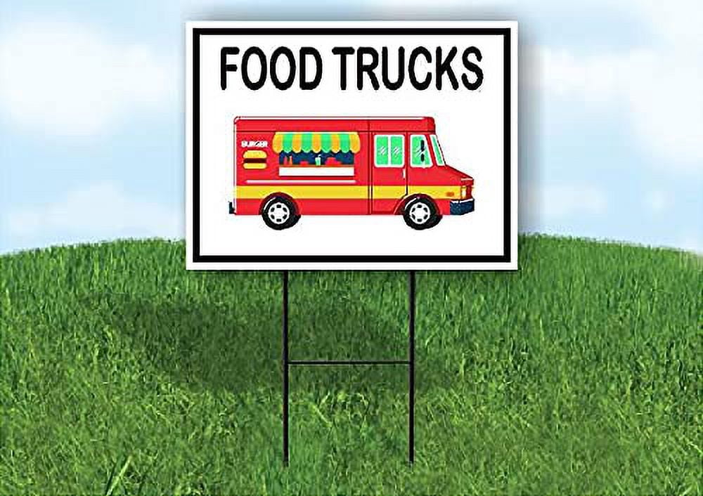 Double Sided Sign FOOD TRUCKS BLACK BORDER Yard Sign ROAD SIGN with ...