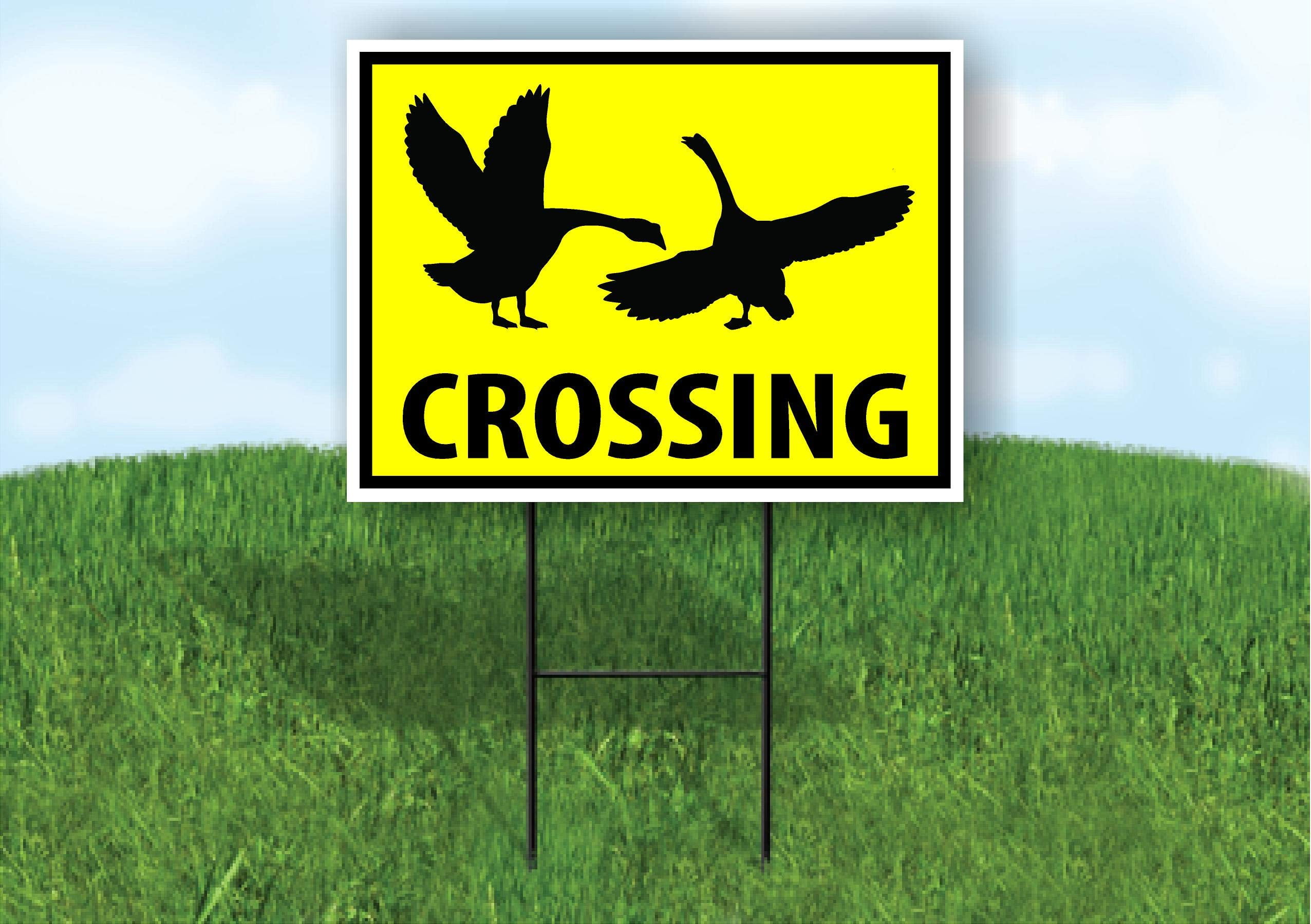 Double Sided Sign GOOSE GEESE CROSSING XING YELLOW Yard Sign ROAD SIGN ...