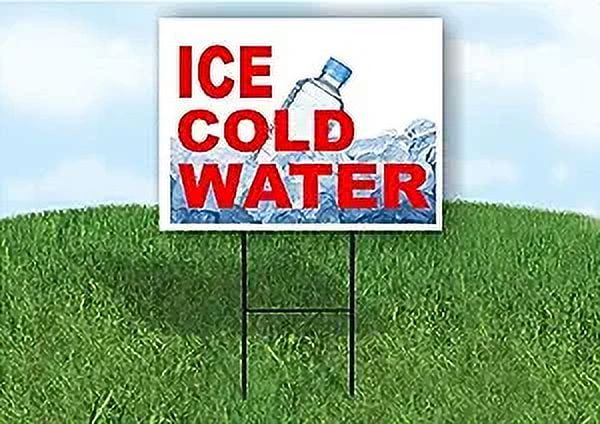 Double Sided Sign ICE Cold Water Yard Sign Road Sign with Stand ...